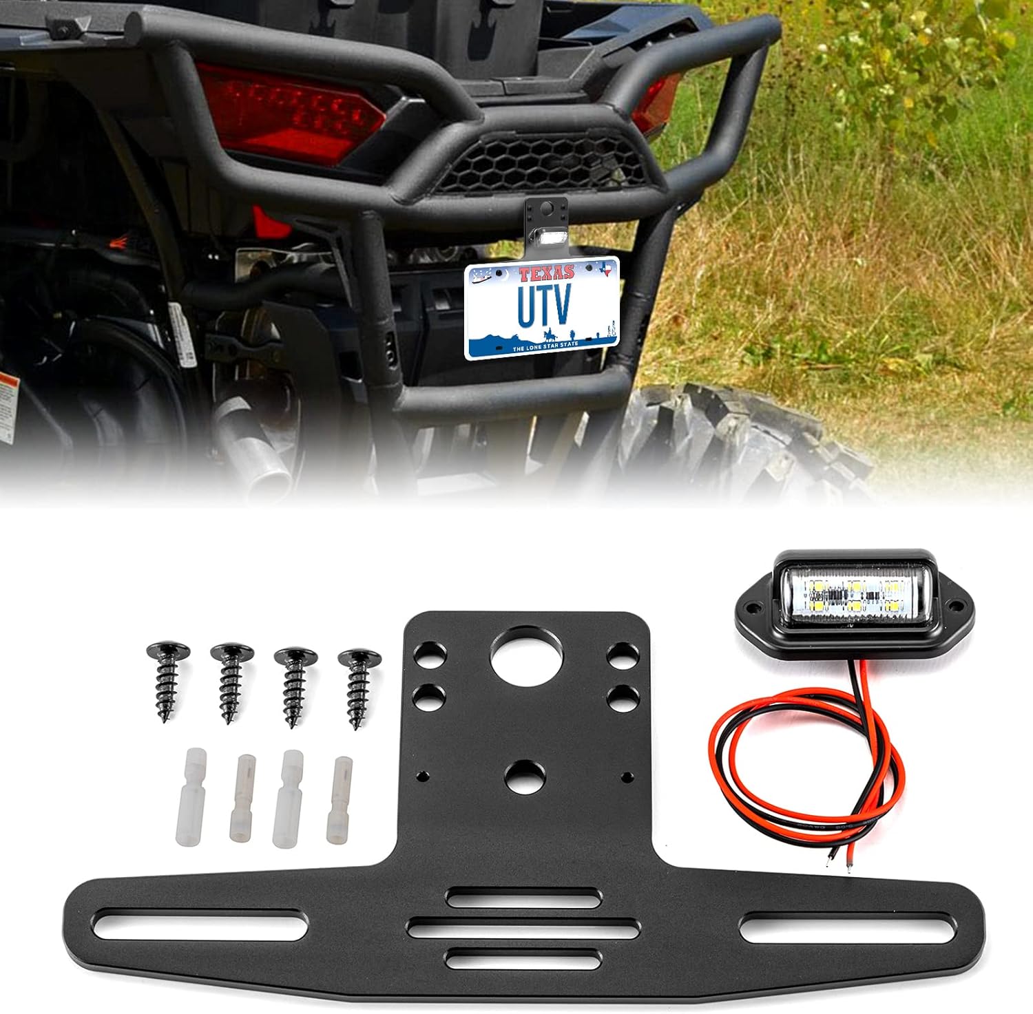 Amazon.com: WeiSen UTV Universal License Plate Bracket with LED Light ...