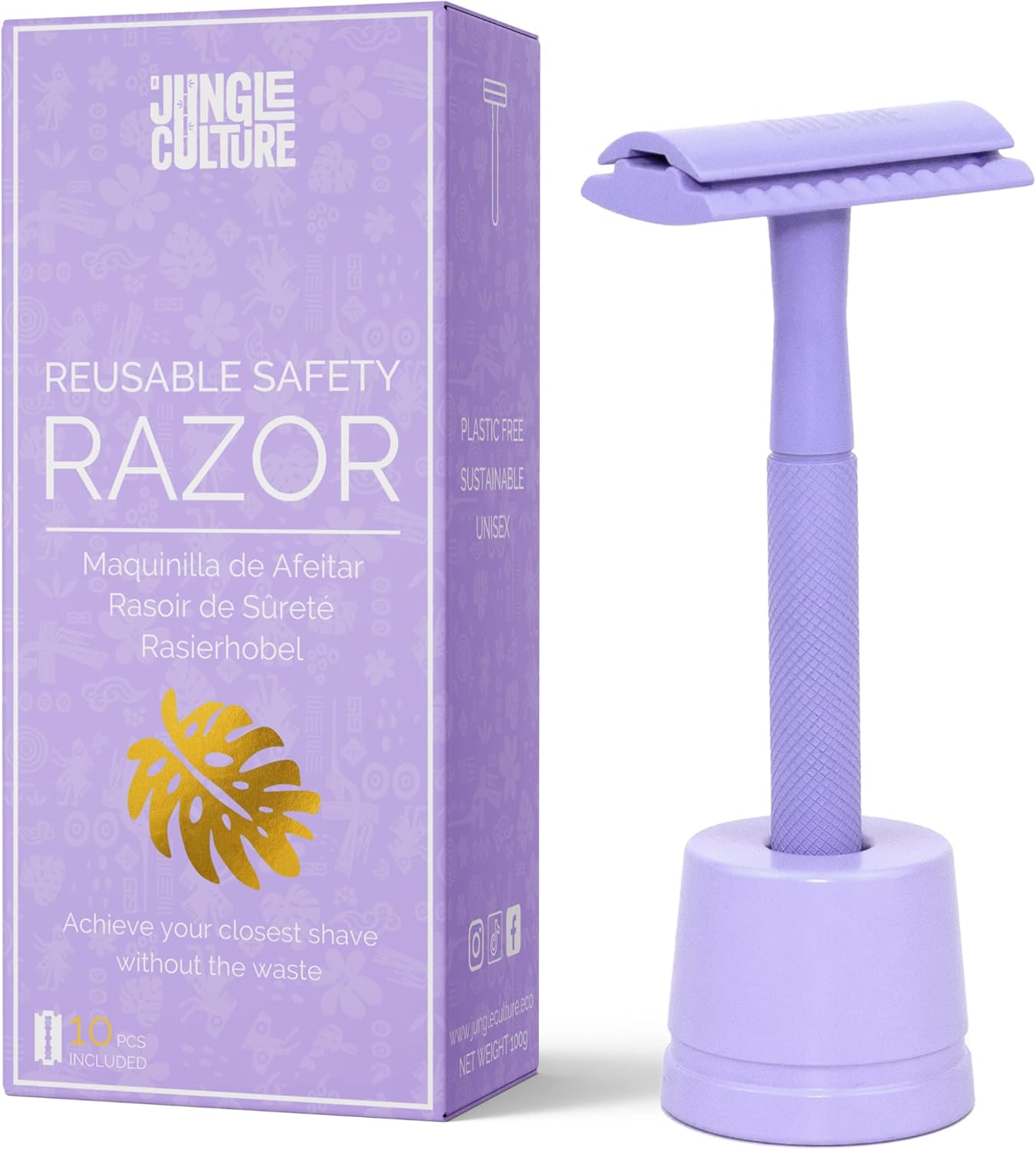 Amazon.com: Jungle Culture Safety Razor & Stand with 10 Double Edge ...