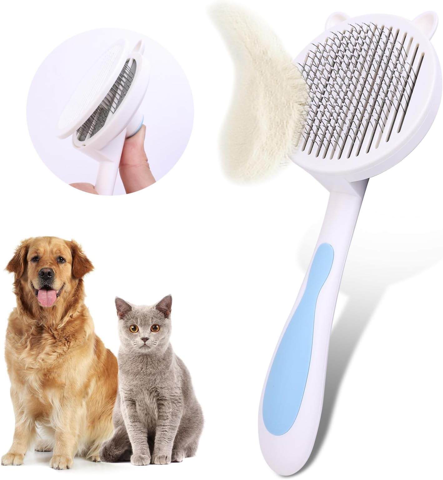 Amazon.com: Hey Jumi Cat Hair Brush for Grooming, Self Cleaning Slicker ...