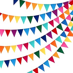Outus 6 Sets Rainbow Pennant Banner Multicolor Felt Fabric Pennant ...