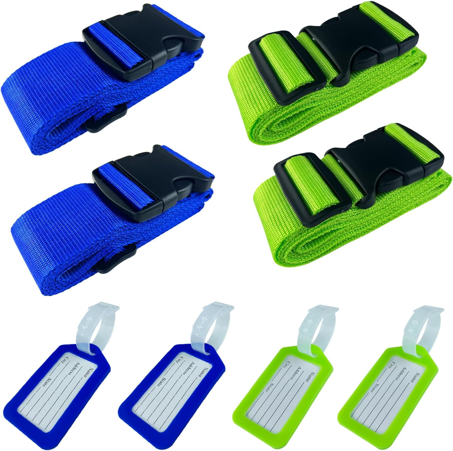 Nutabevr Set of 4 Luggage Straps with 4 Luggage Tags Set, Non-Slip ...