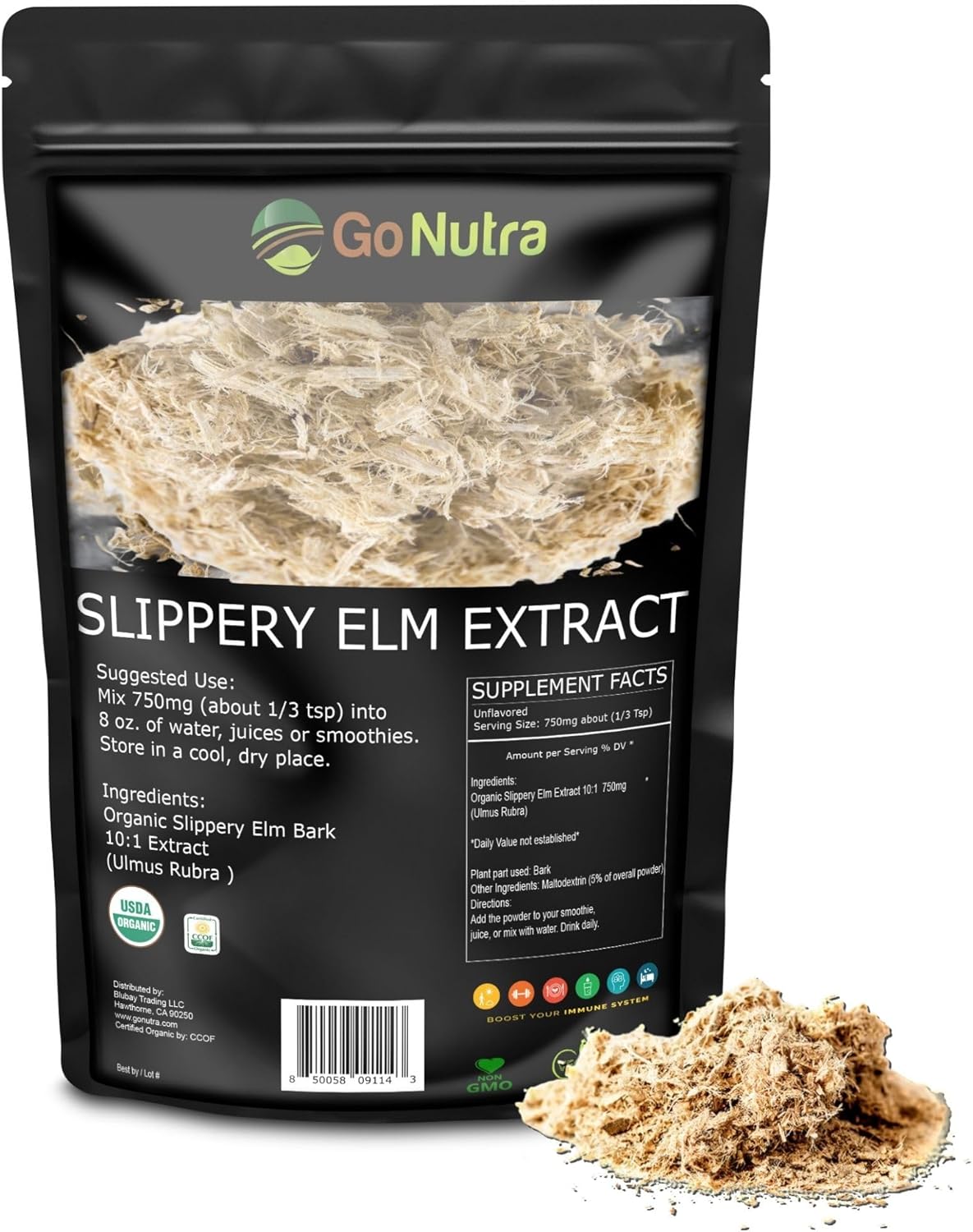 Amazon.com: Go Nutra Organic Slippery Elm Bark Extract Powder, 10:1 ...