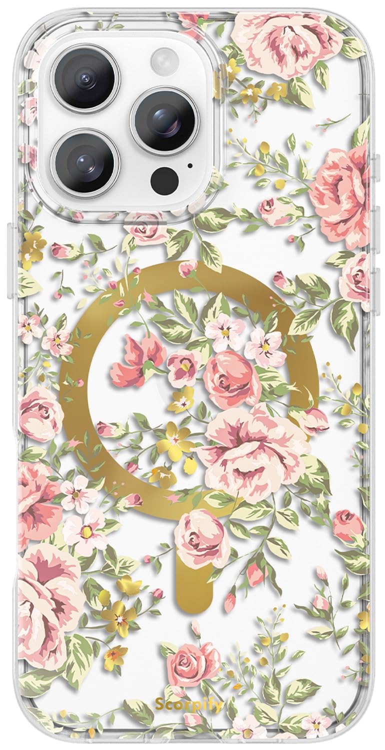 Amazon.com: SCORPIFY for iPhone 16 Pro Case [Compatible with MagSafe] with Country Rose Floral ...