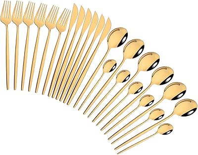 Berglander Gold Wedding Cutlery Set 60pcs Service for 20, Titanium ...