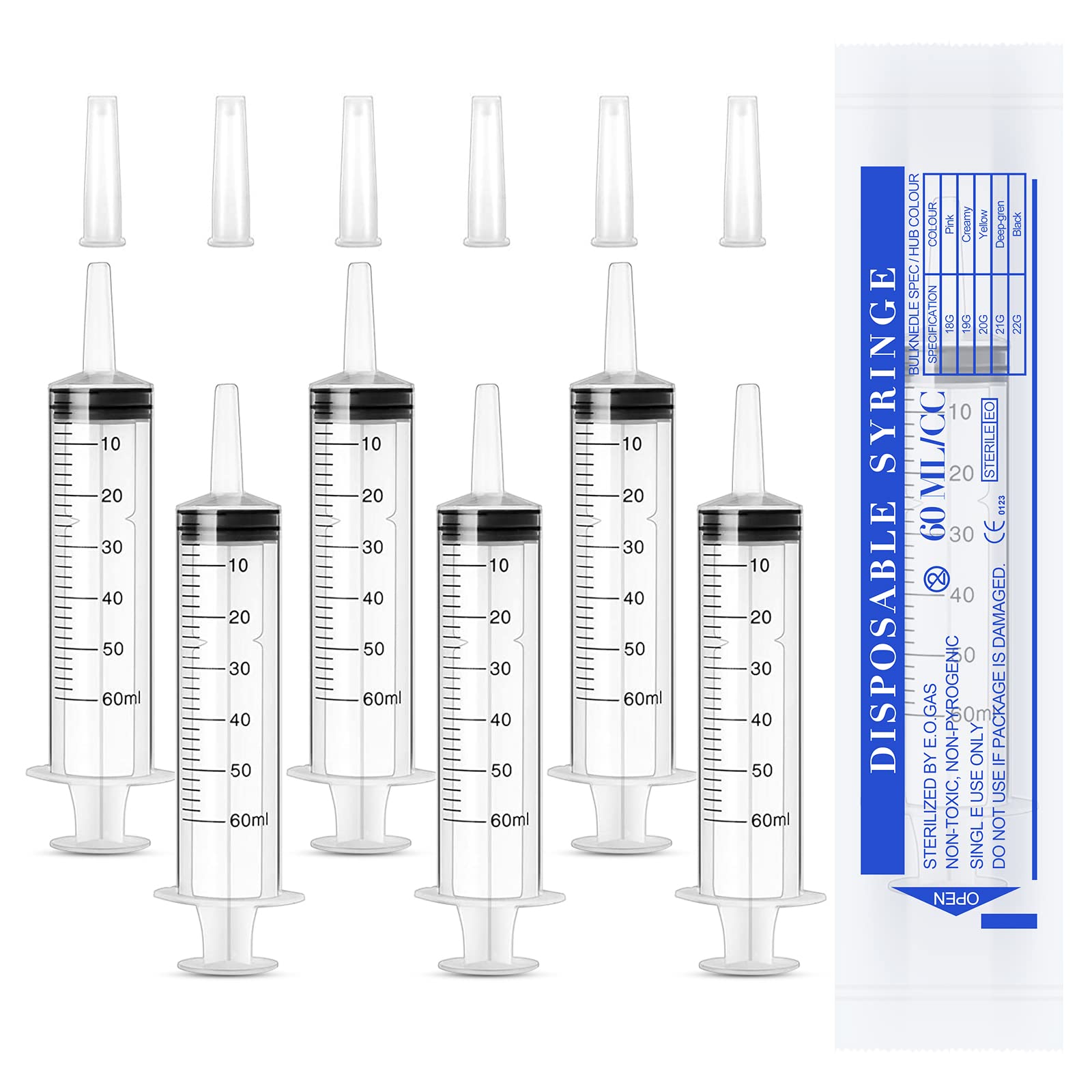 Buy DONQL 6Pcs 60ml (50ml) Plastic Syringes Liquid Syringe Disposable ...