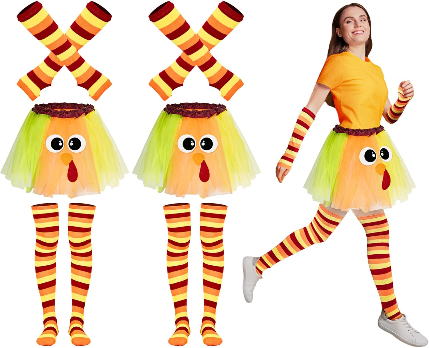 Amazon.com: Deekin 2 Sets 8 Pcs Thanksgiving Turkey Costume for Women ...