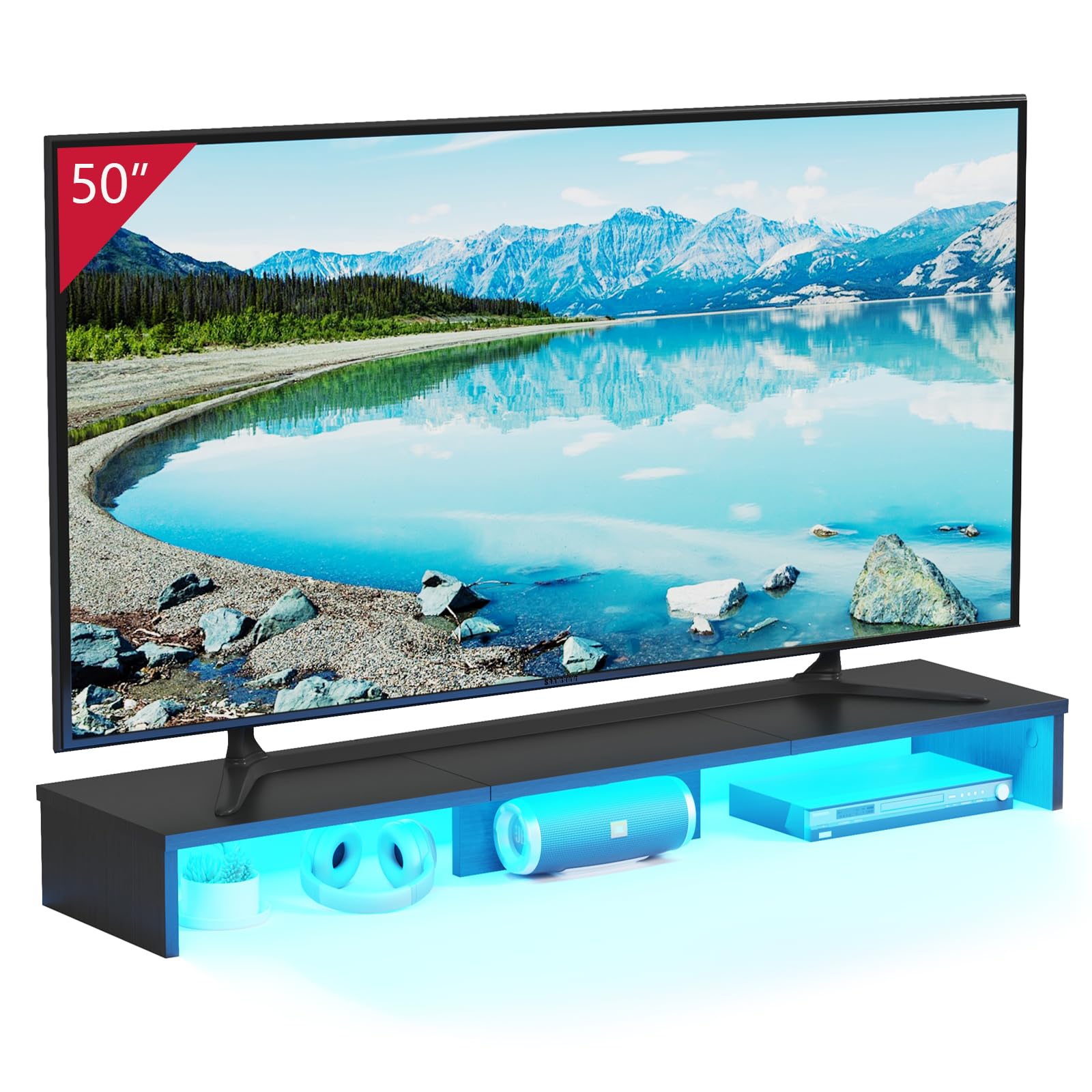 TV Riser Stand with LED Lights, 42.5" Super Large Monitor Stand Riser ...