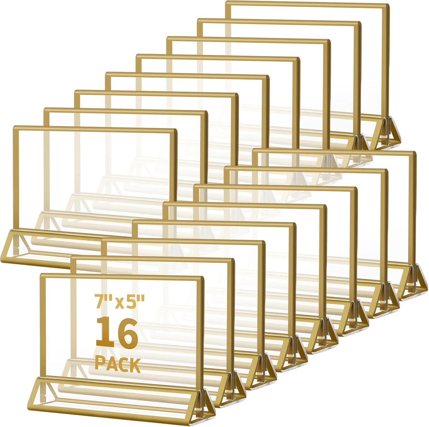 Amazon.com: Smarpau 16 Pack 7x5 Gold Acrylic Sign Holder Horizontal ...