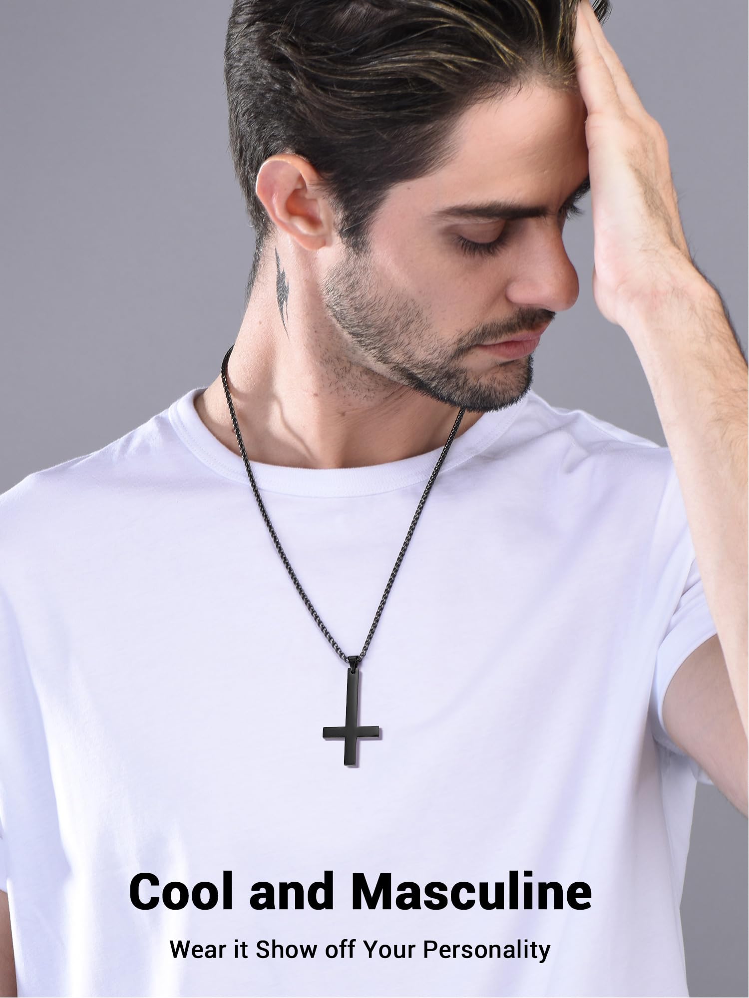 Snapklik.com : Black Inverted Cross Necklace Upside Down Cross Goth ...