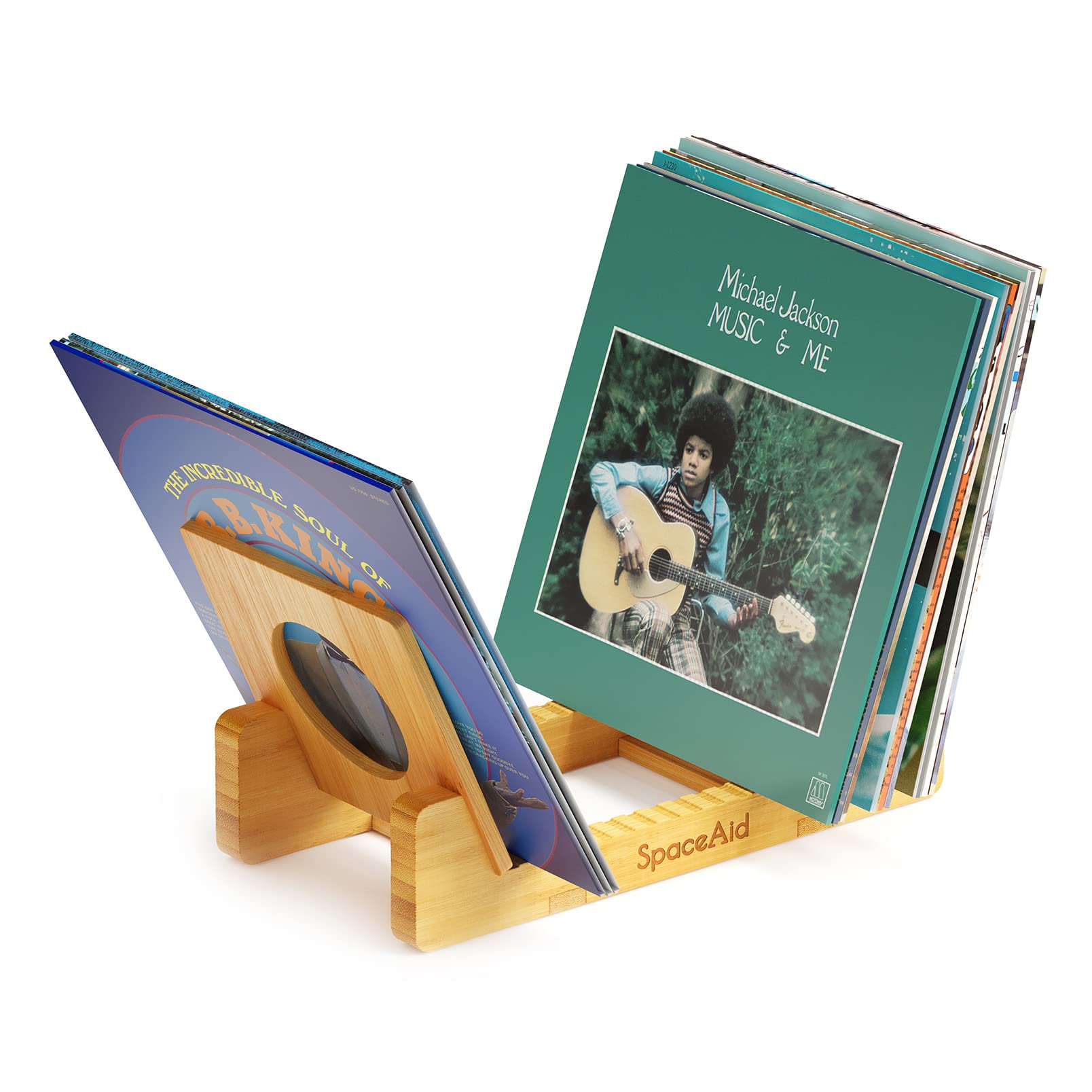 Amazon.com: SpaceAid Bamboo Vinyl Record Storage Holder Shelf, Holds Up ...