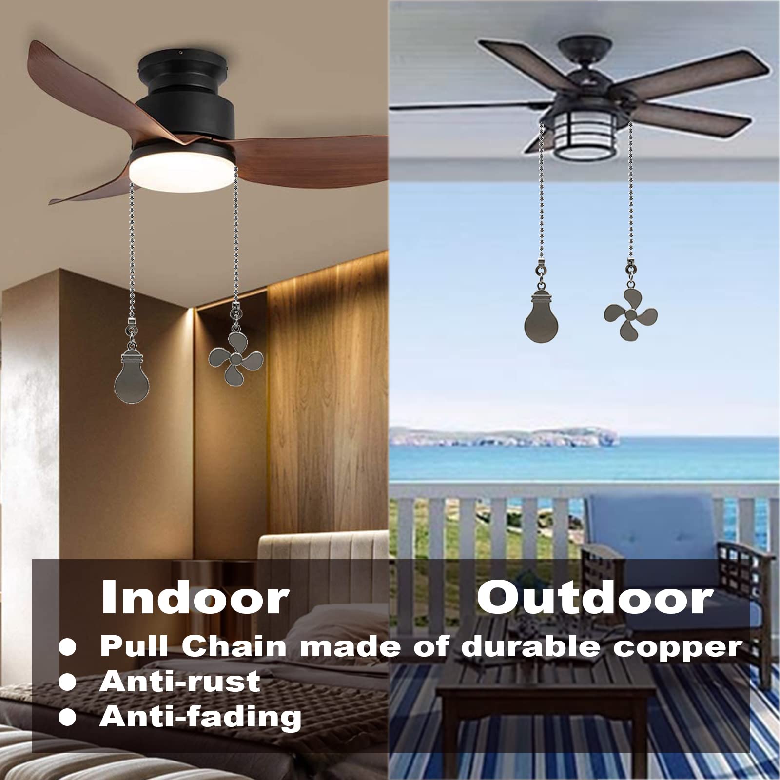 Snapklik.com : Akahttbn Ceiling Fan Chain Extender Light Pull Chain Set ...