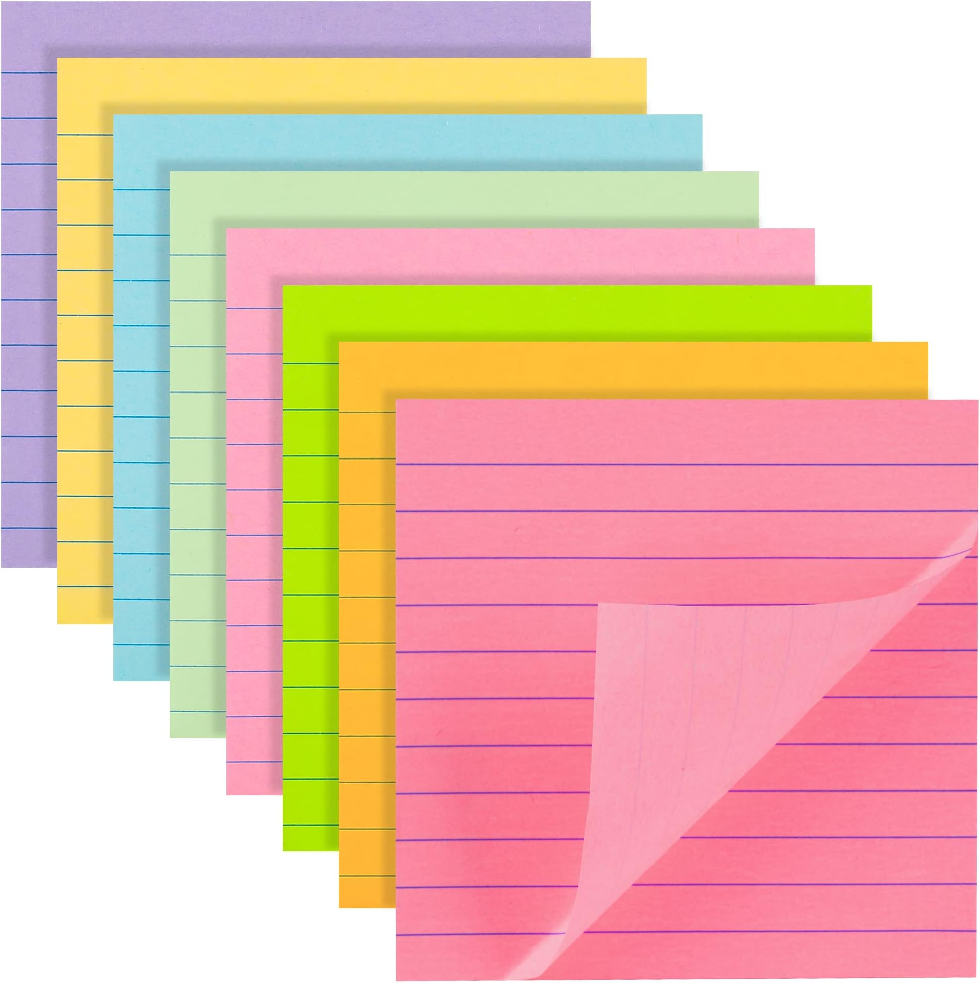 Amazon.com : Vanpad Lined Sticky Notes 4X4 in Bright Ruled Post ...