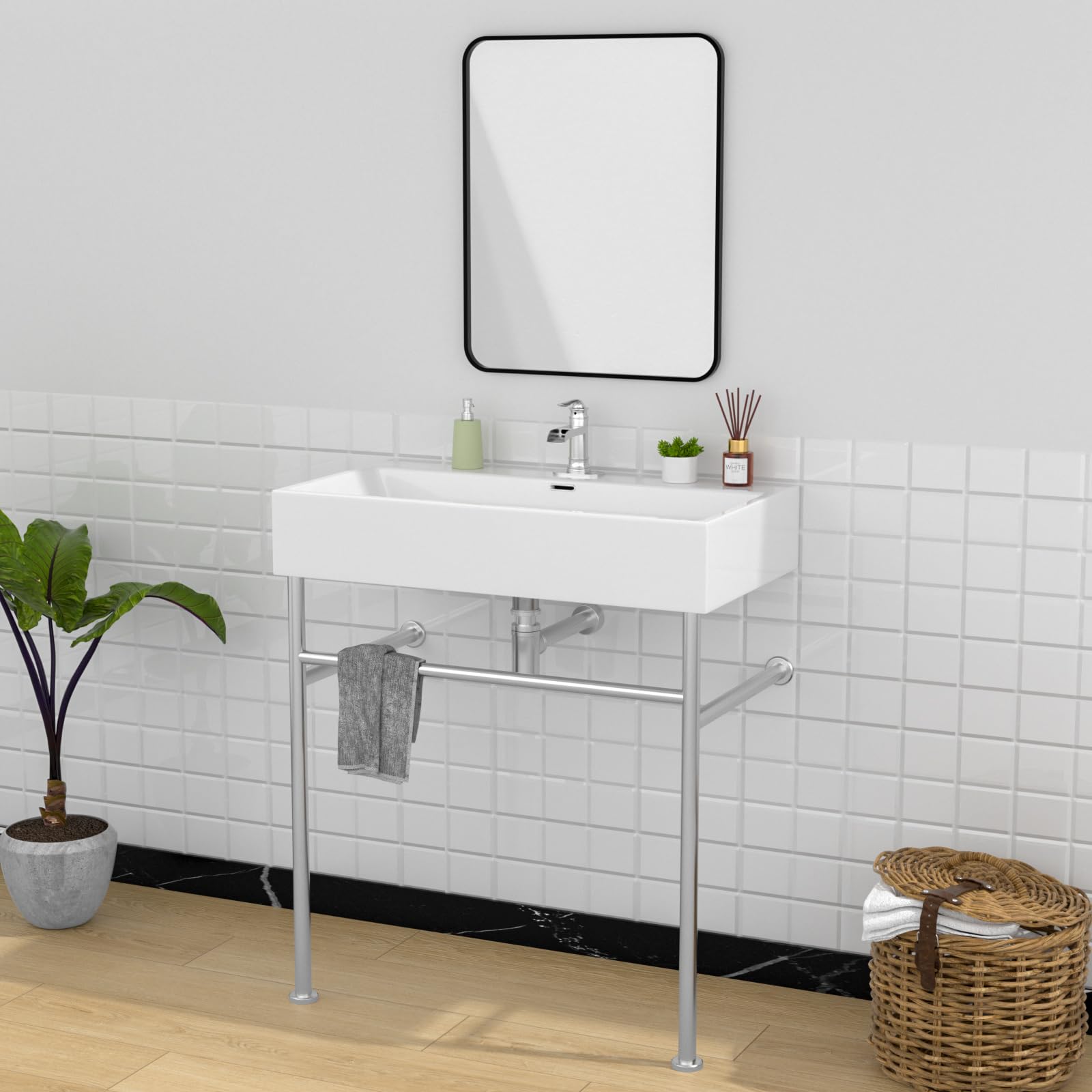 Console Sinks Bathroom Belle Epoque 36" White Console Bathroom Sink