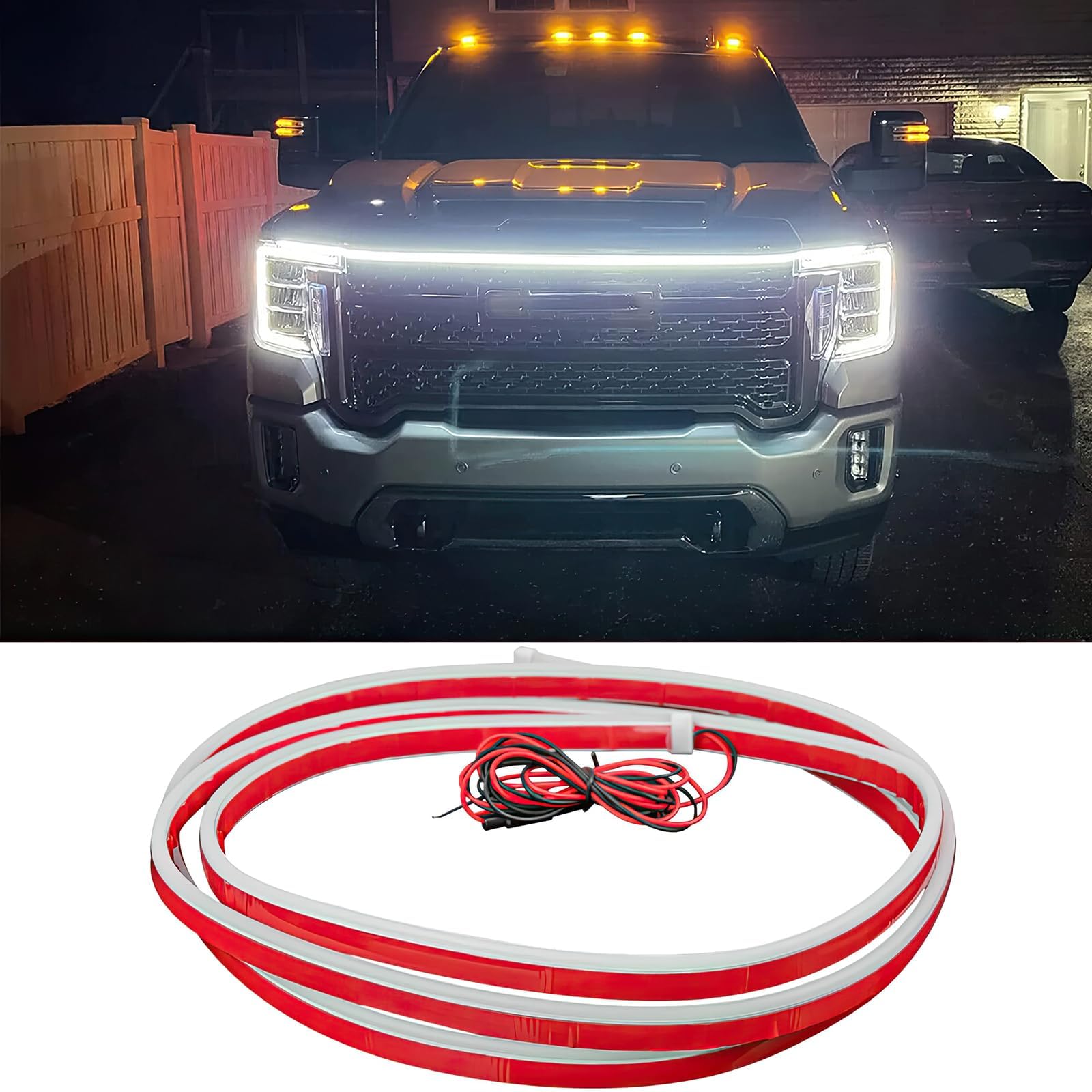Amazon.com: DREAMOTOR 71 Inch Car Hood LED Strip, White Exterior ...