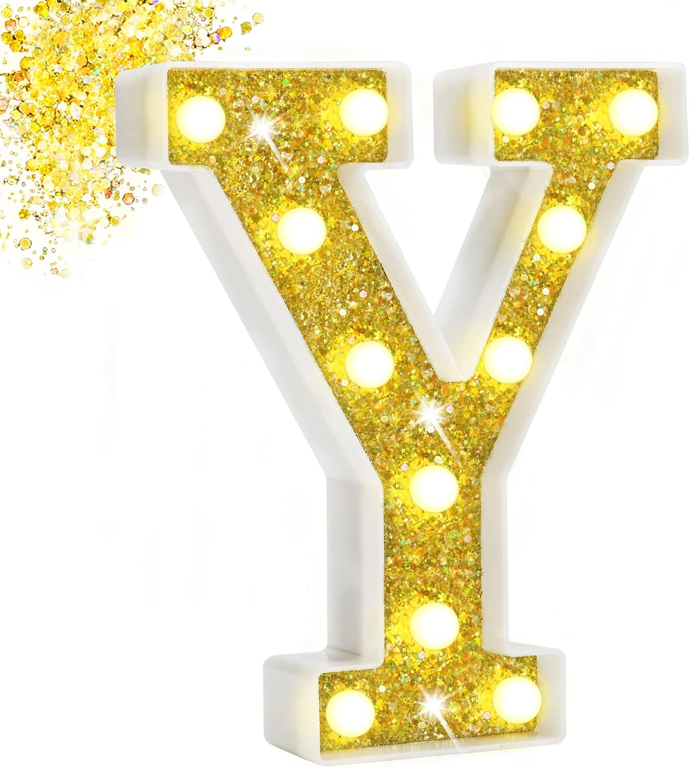 Vimlits Glitter Light Up Letters, Gold LED Letter Lights Warm White ...
