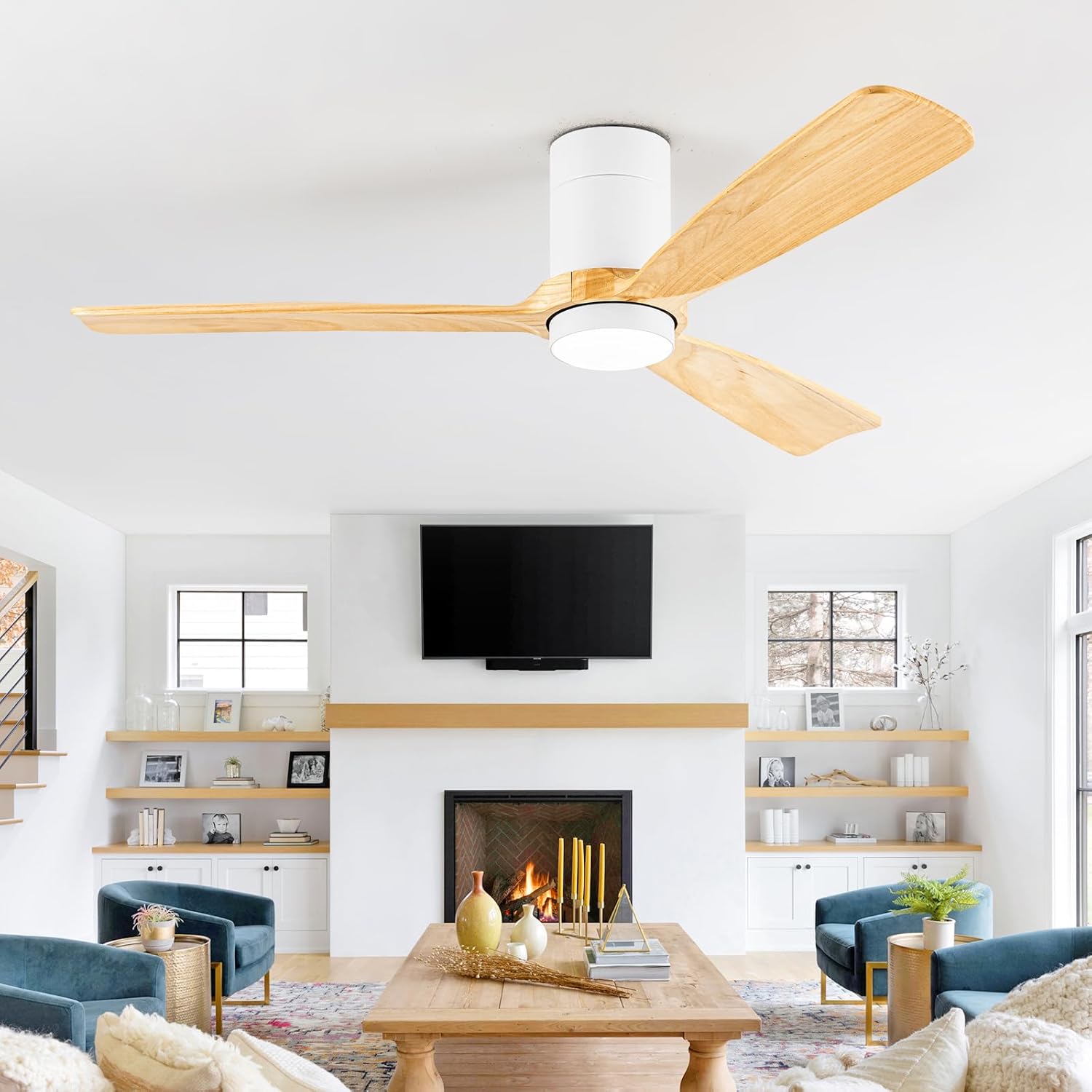 Amazon.com: Minislak 52 Inch Low Profile Ceiling Fan with Lights and ...