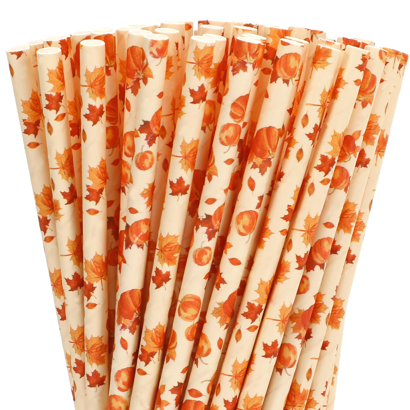 Amazon.com: Whaline 200Pcs Fall Paper Straws Watercolor Pumpkin Maple ...