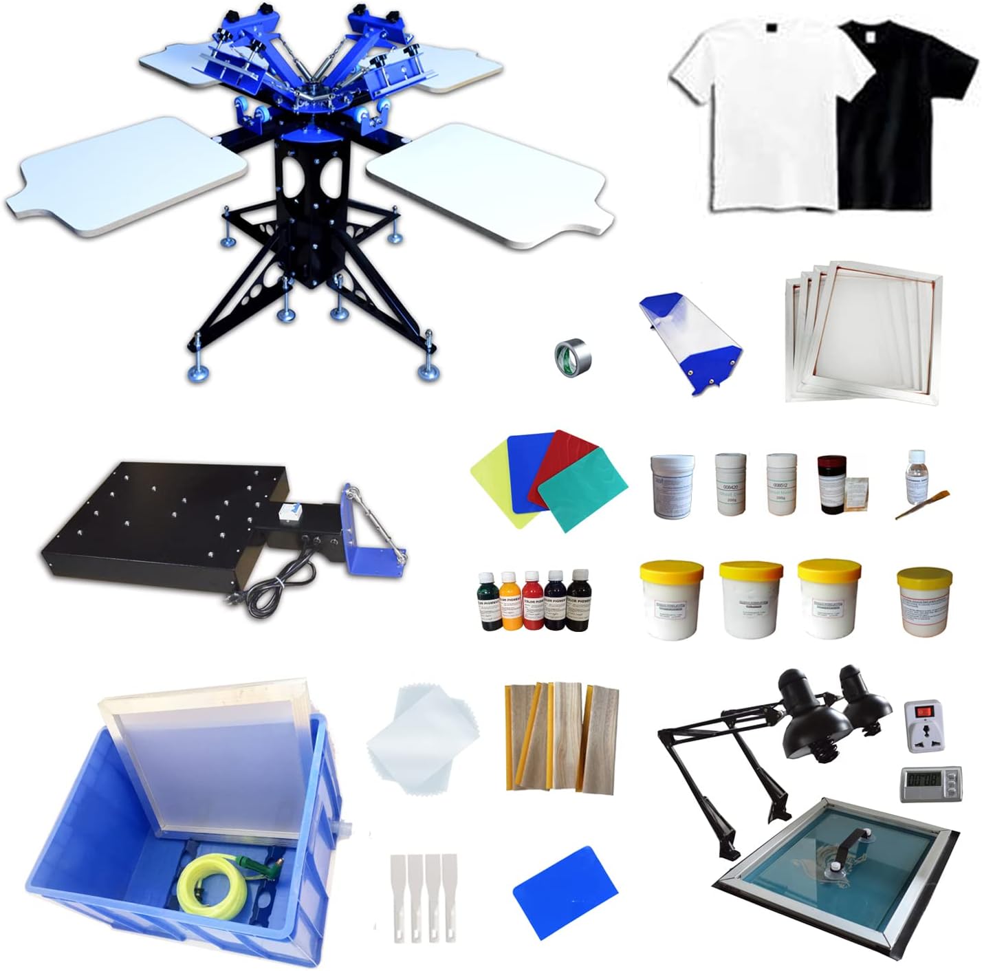 Amazon.com: Tianiuseen Screen Printing Kit 3 Color 4 Station Silk ...