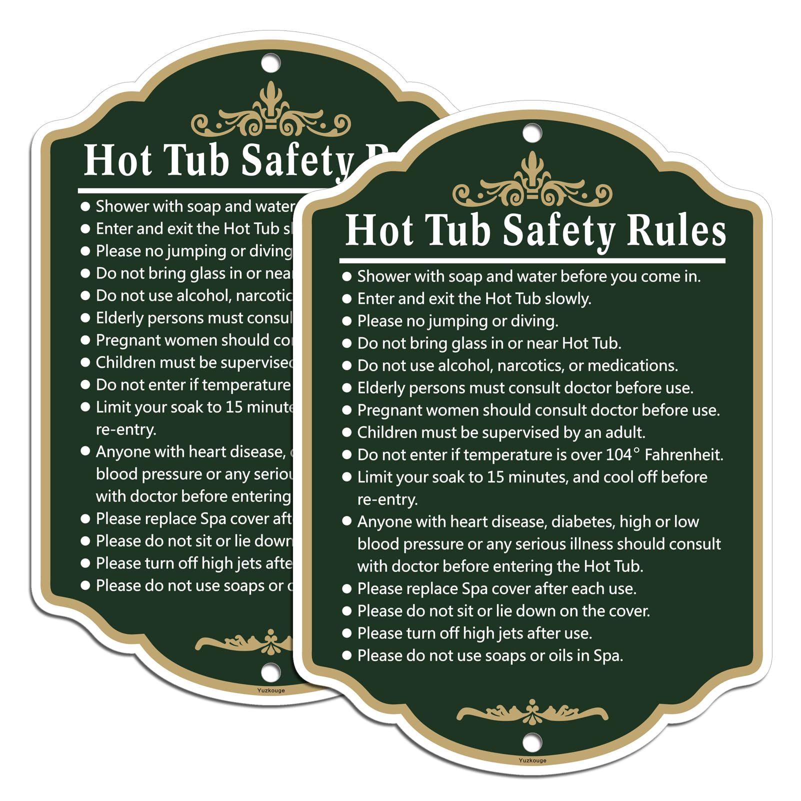 Amazon.com: Yuzkouge Hot Tub Safety Rules Sign - 2 Pack, 10” x 14” Rust ...