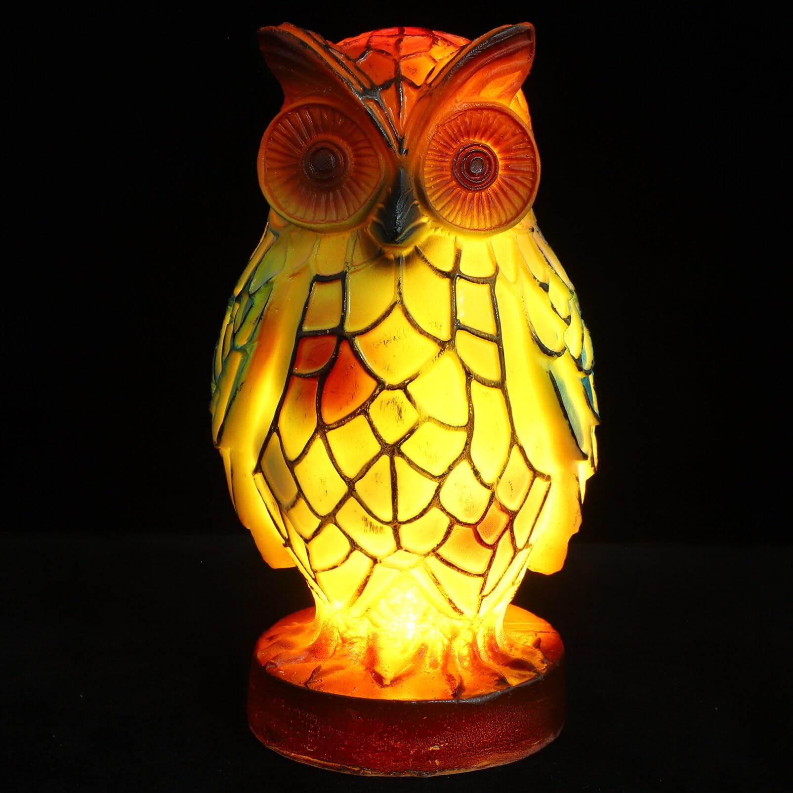 HOMSFOU Owl Night Lamp Table Animal Lamp Owl Shaped Desk Light Stained ...