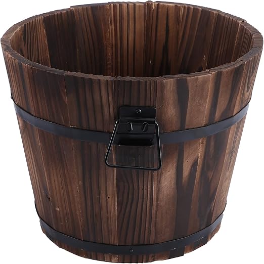 Amazon.com : Generic Wooden Bucket Barrel Garden Planters Rustic Wooden ...