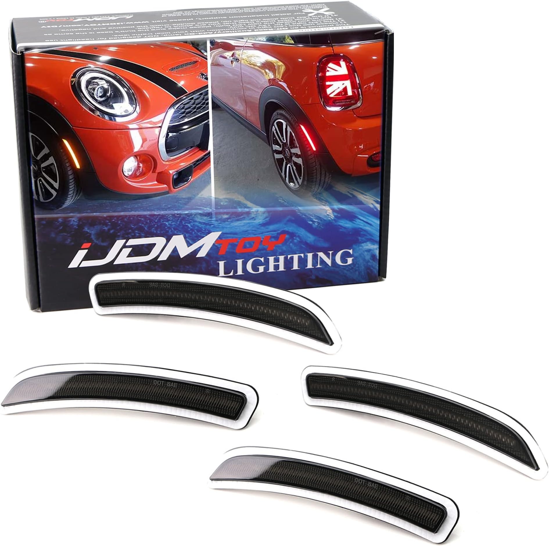 Amazon.com: iJDMTOY Smoked Lens Amber/Red Full LED Side Marker Light ...