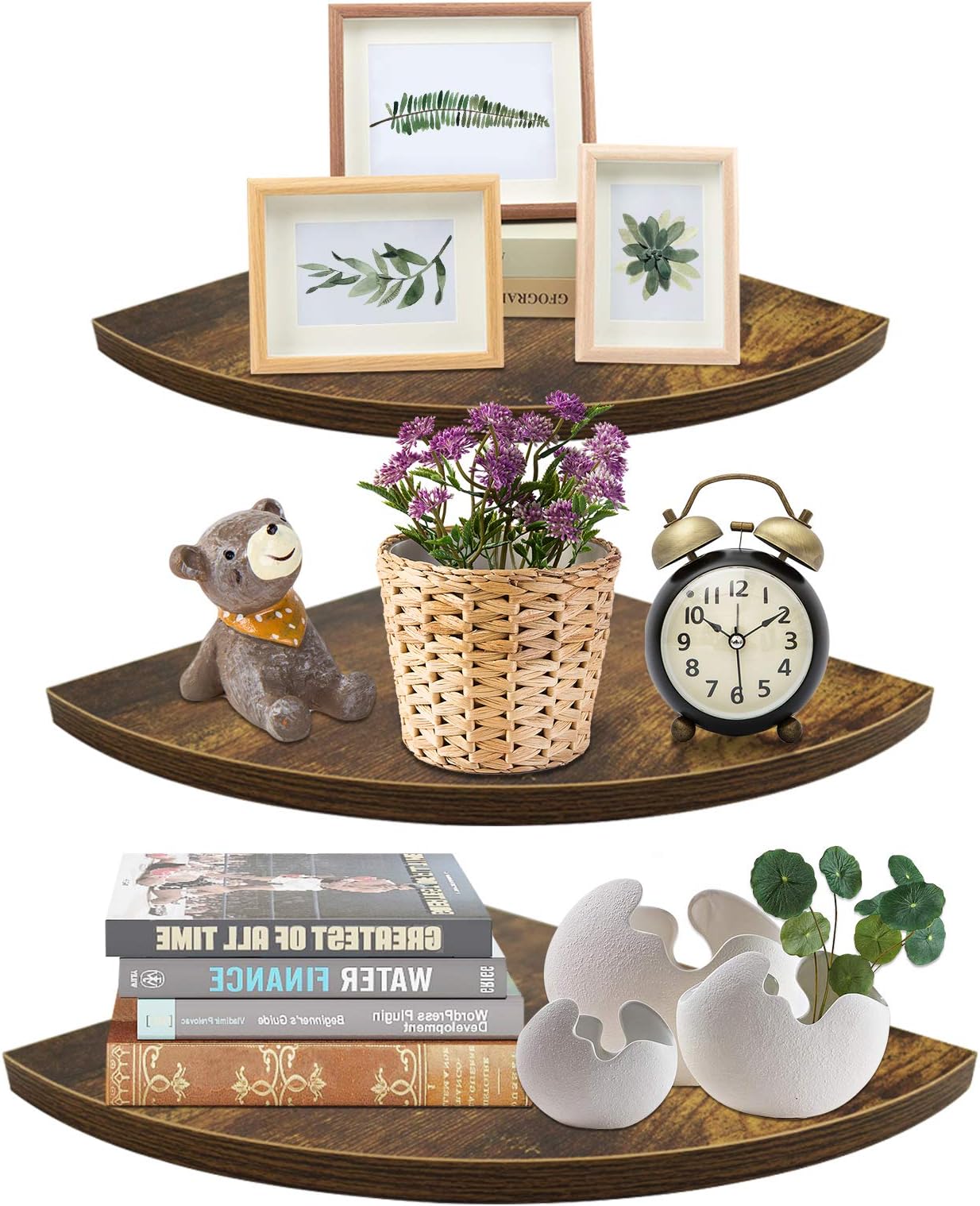 Amazon.com: WIFTREY Wall Mount Floating Corner Shelves Set of 3 ...