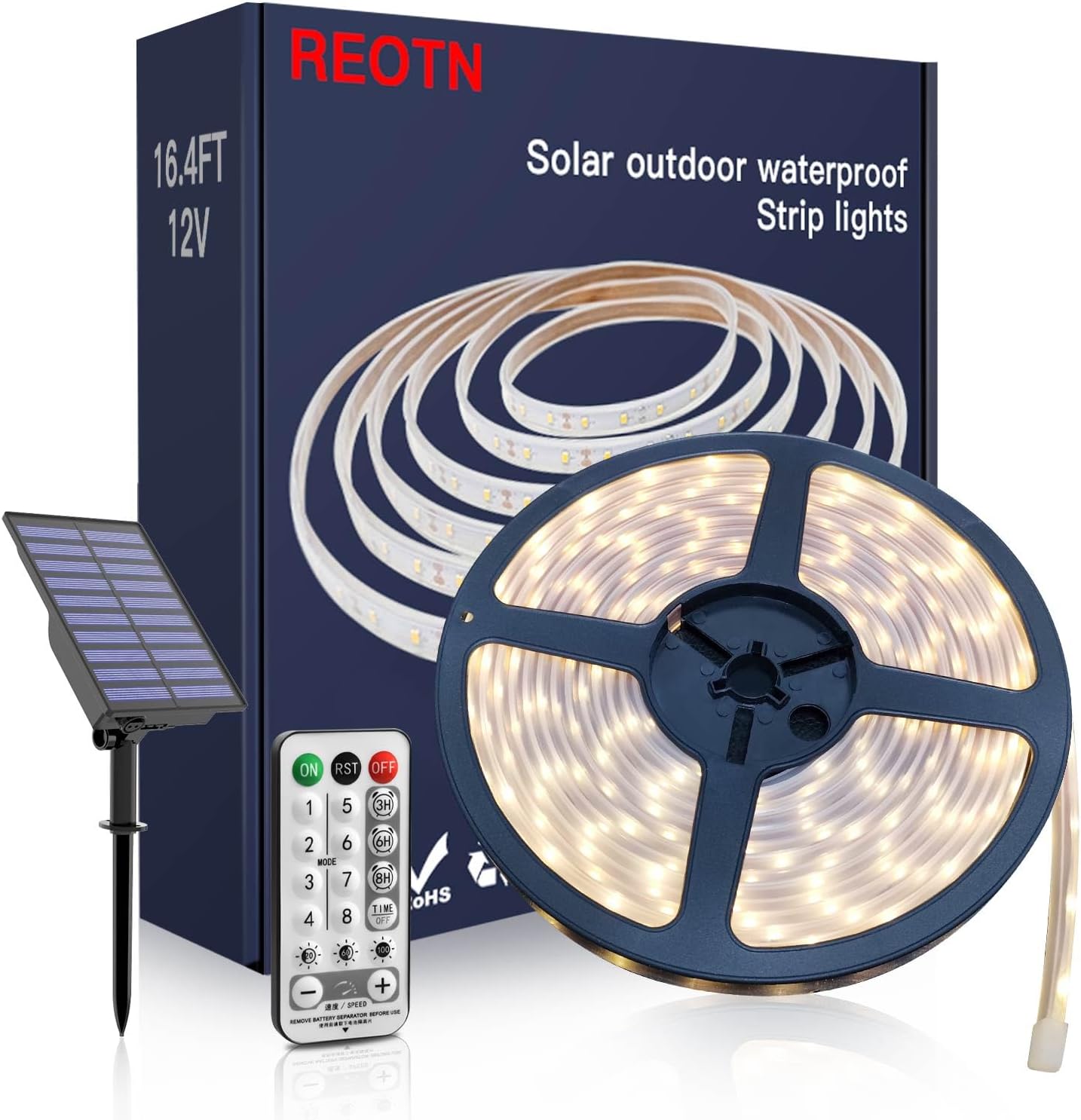 Solar Outdoor Led Strip Lights: 16.4FT IP67 Waterproof Solar Powered ...