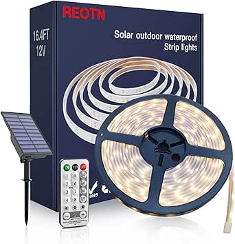 Solar Outdoor Led Strip Lights: 16.4FT IP67 Waterproof Solar Powered ...