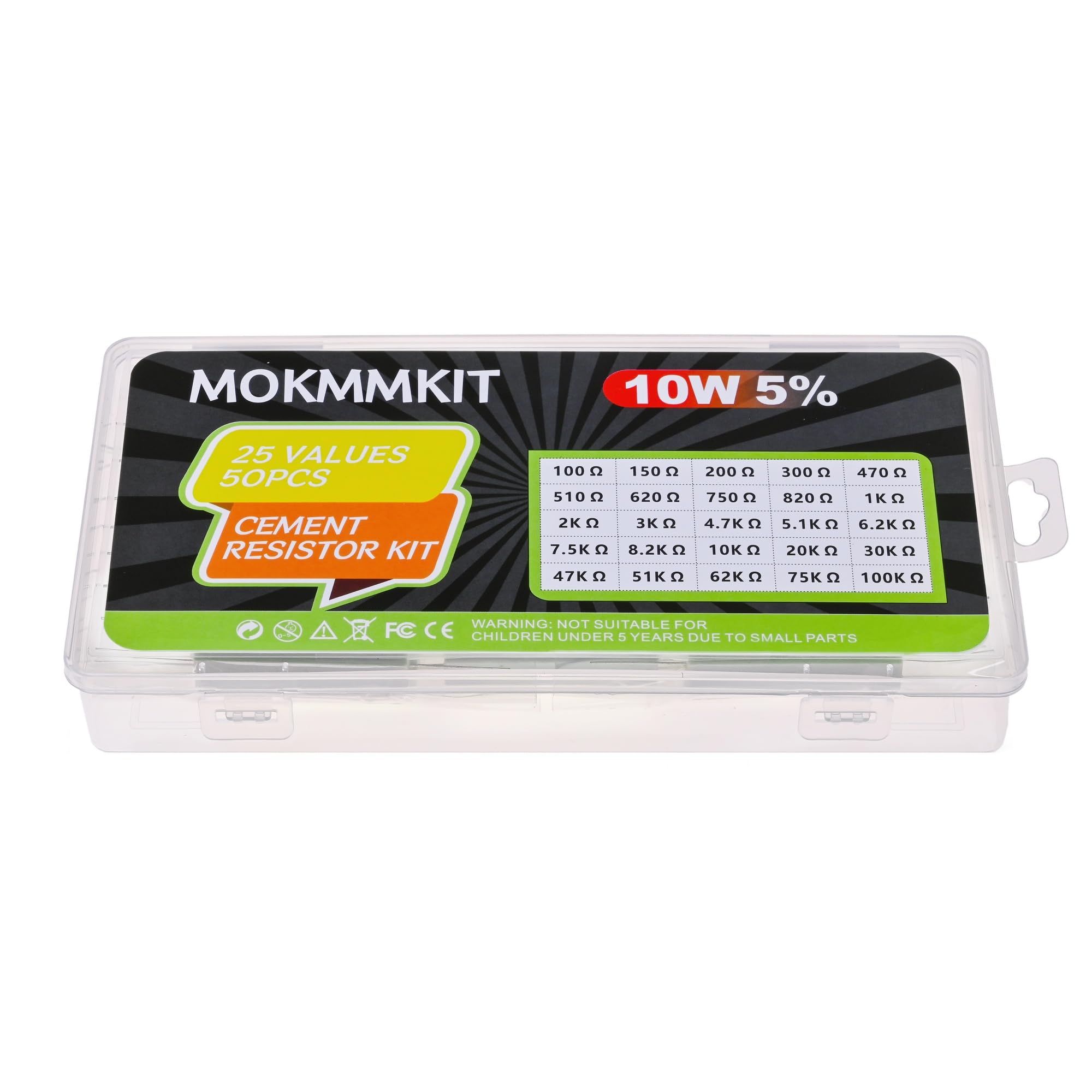 Snapklik.com : MOKMMKIT 25 Values 50 Pieces Ceramic Cement Resistor KIT ...