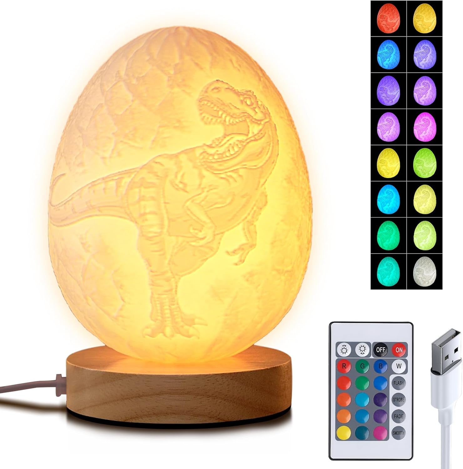 Amazon.com: Dinosaur Night Light for Kids,16 Colors Rechargeable ...