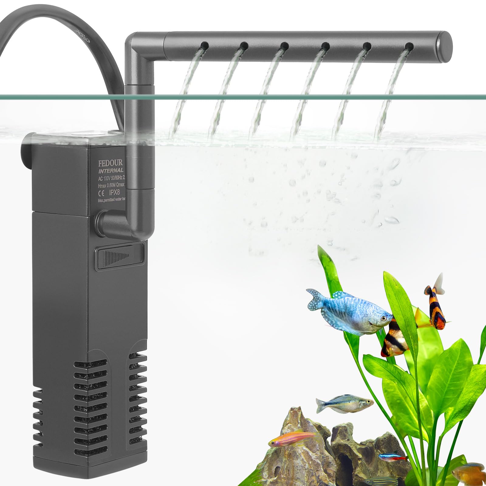 Amazon.com : FEDOUR Submersible Aquarium Internal Filter, Filter with ...