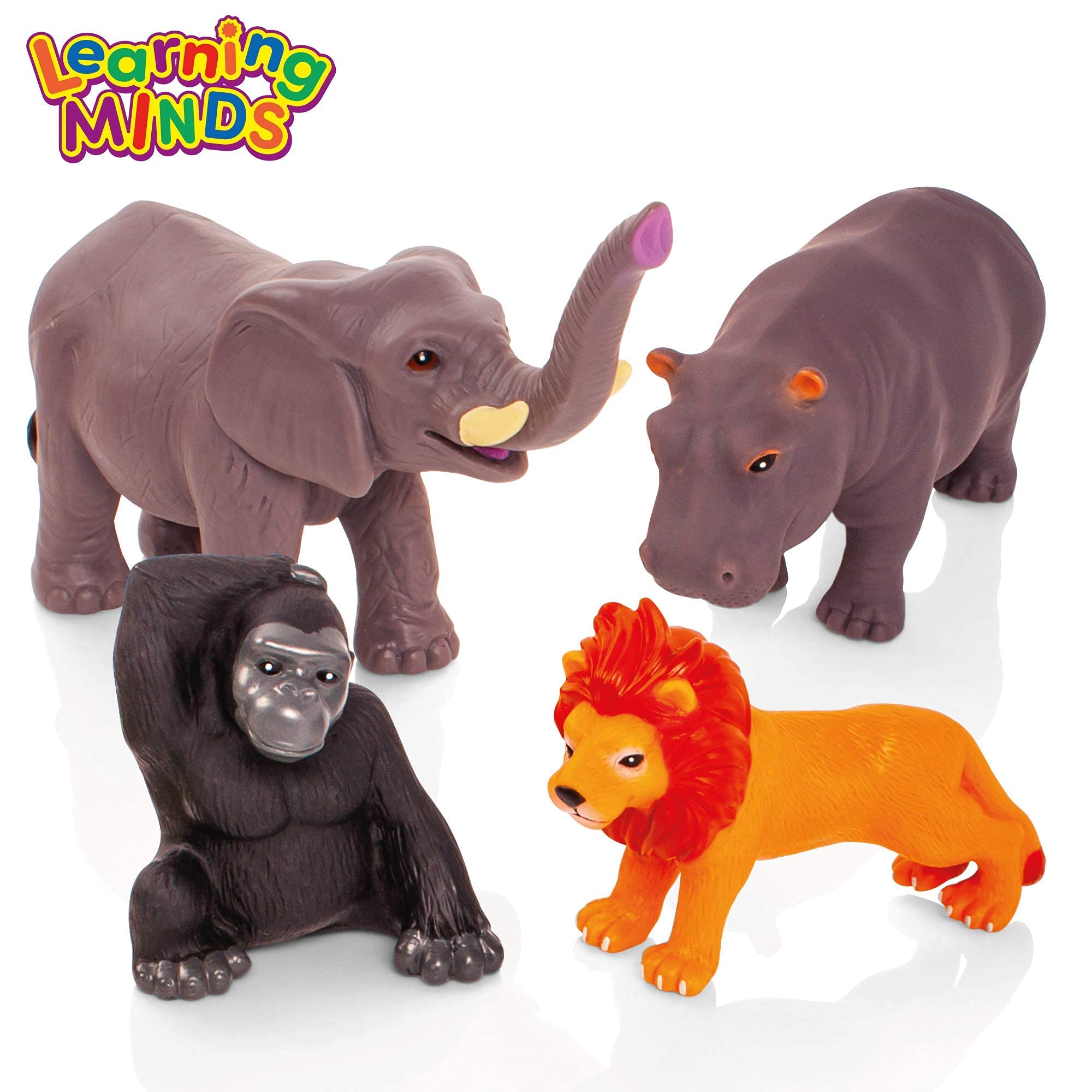 Learning Minds Set of 8 Jumbo Jungle Animal Figures - Zoo Animals For 1 ...