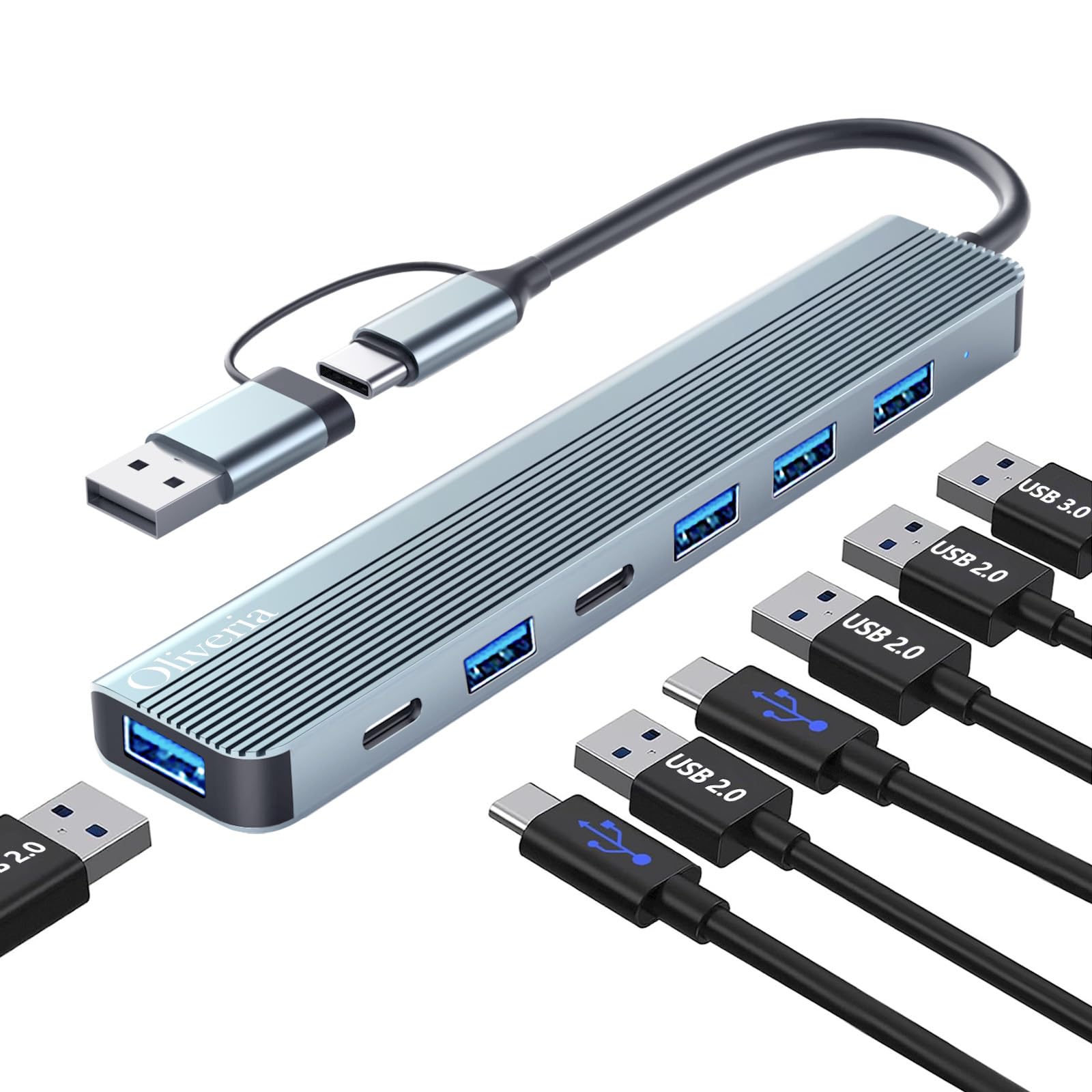 USB C Hub 7 in 1, USB Splitter Multiport Adapter USB C Dock with 1*USB ...