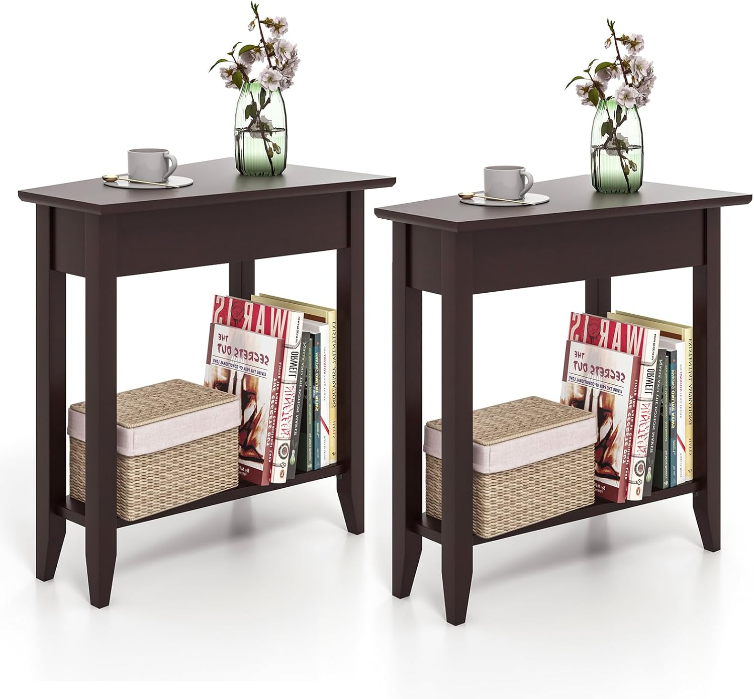 Amazon.com: GOFLAME 2-Tier Wedge End Table Set of 2, Narrow Triangle ...