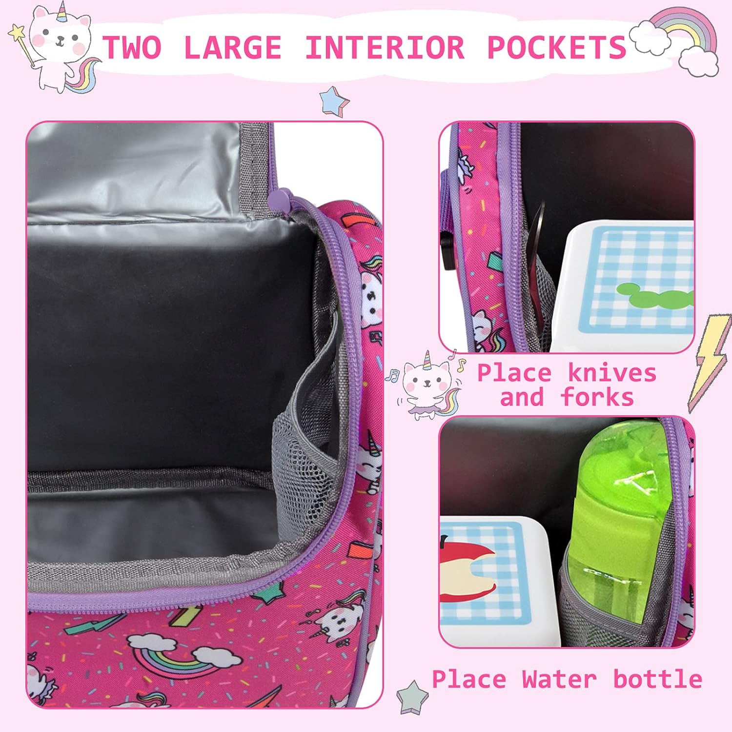 Chase Chic Lunch Bag for Girls, Insulated Kids Lunch Bag with Bottle ...