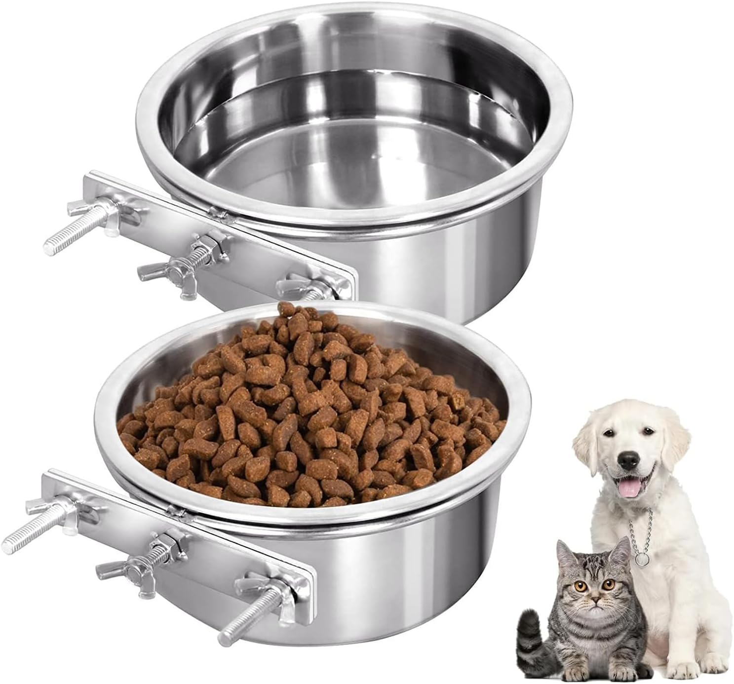 Yharnamite 2 Pcs Dog Crate Water Bowl, Stainless Steel Hanging Pet ...