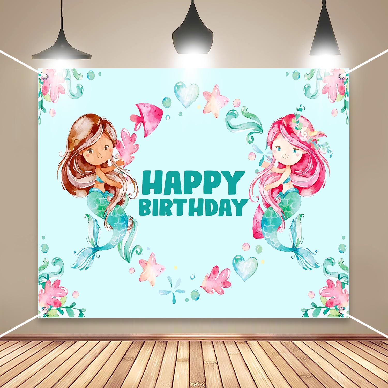 Party Propz Mermaid Birthday Banner Backdrop - Mermaid Theme Birthday ...