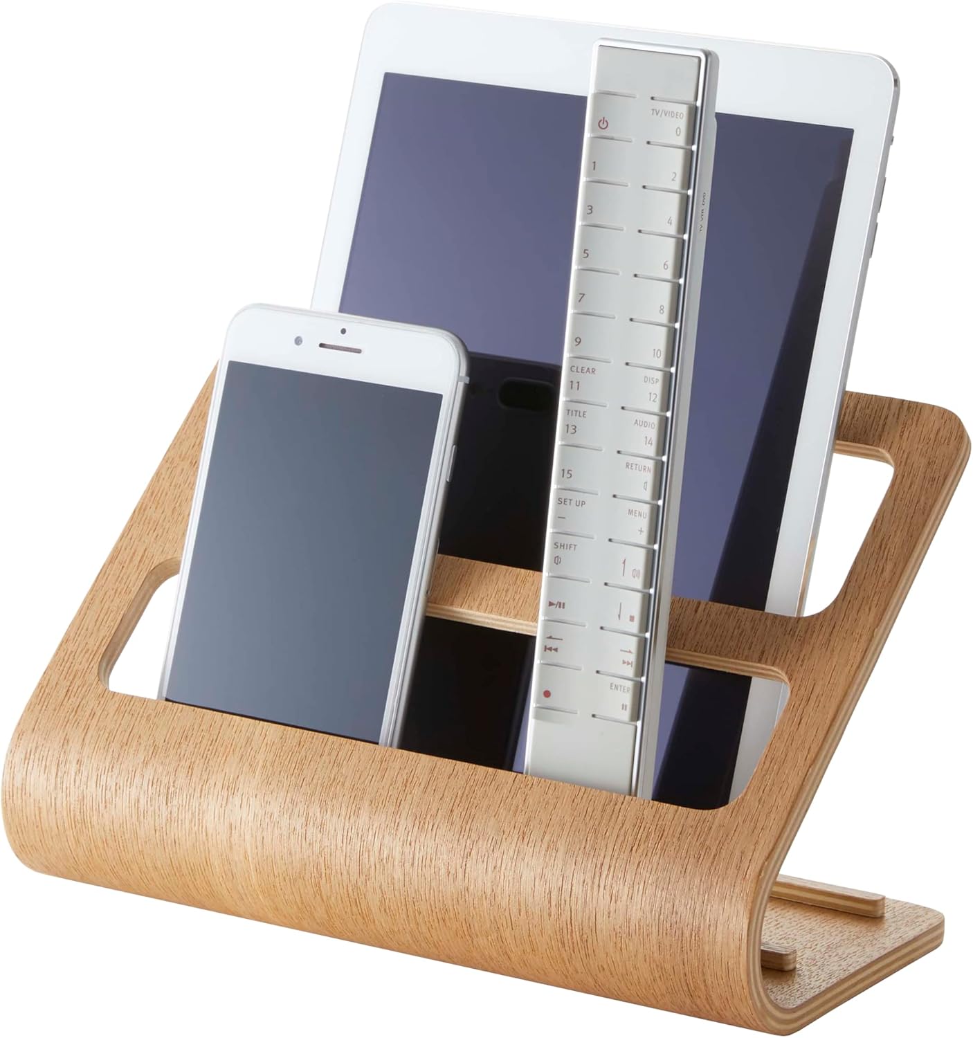 Amazon.com: Yamazaki Home Rin Plywood Remote Control & Tablet Organizer ...
