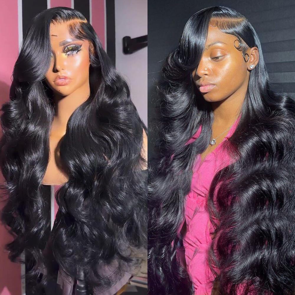 Amazon.com : Goodsis Body Wave Lace Front Wigs Human Hair 180% Density ...