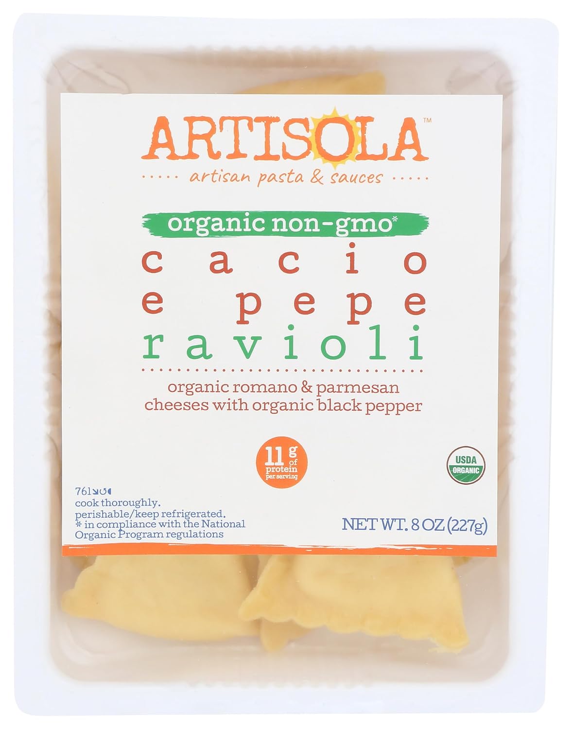 Amazon.com: Artisola Organic Cacio e Pepe Ravioli, 8 OZ : Grocery ...