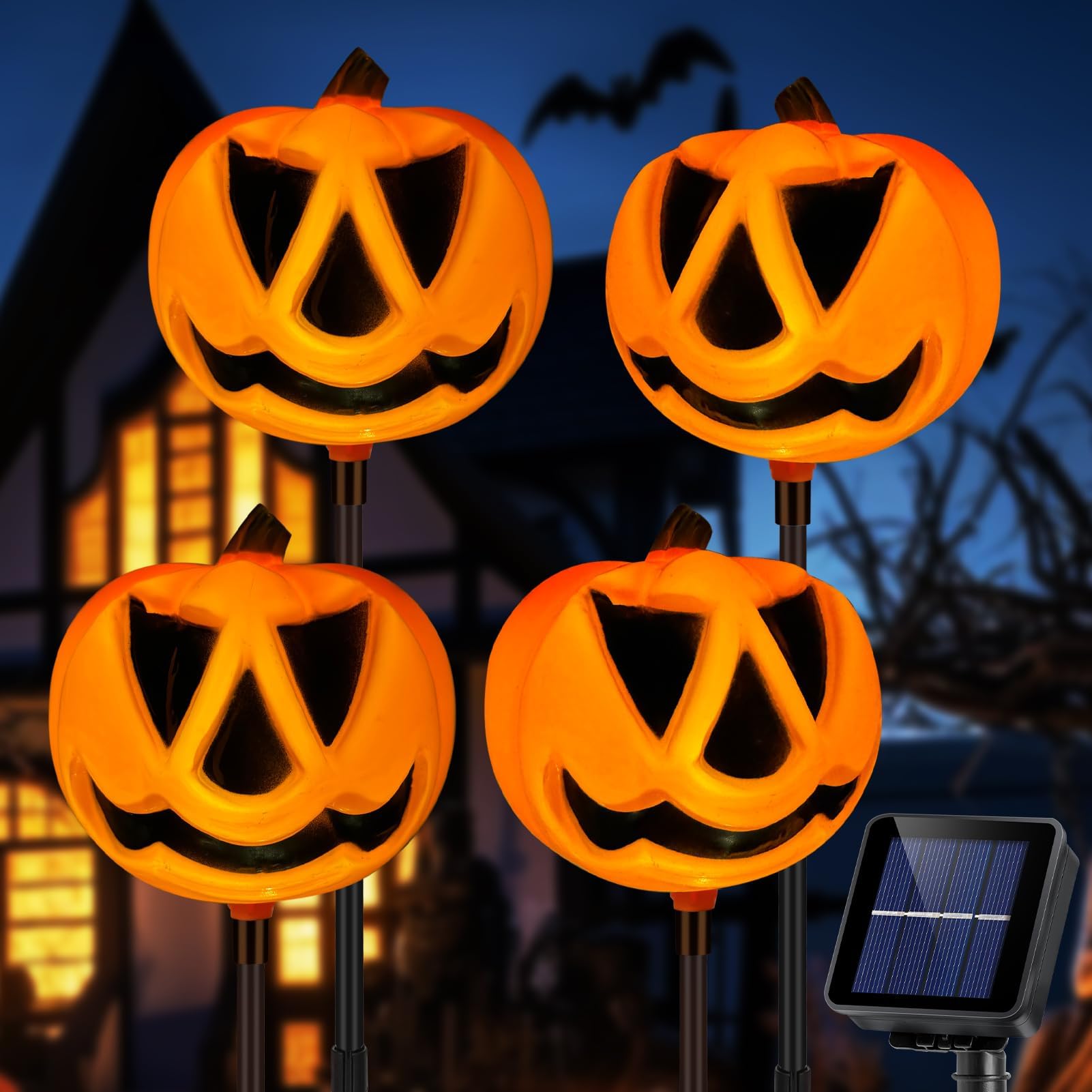 Amazon.com : Afirst Halloween Pumpkin Pathway Solar Lights Handblown ...