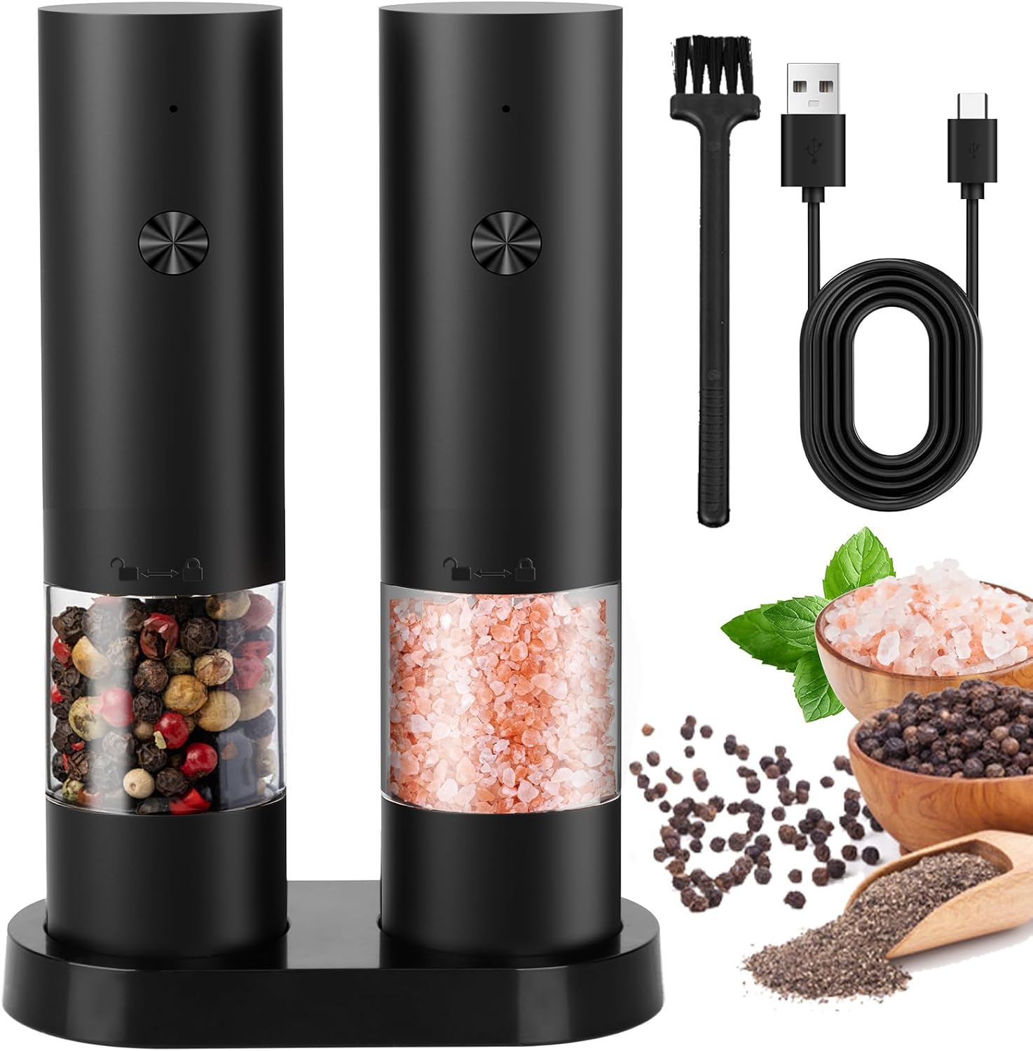 Amazon.com: Electric salt and pepper grinder set - Rechargeable Mill ...
