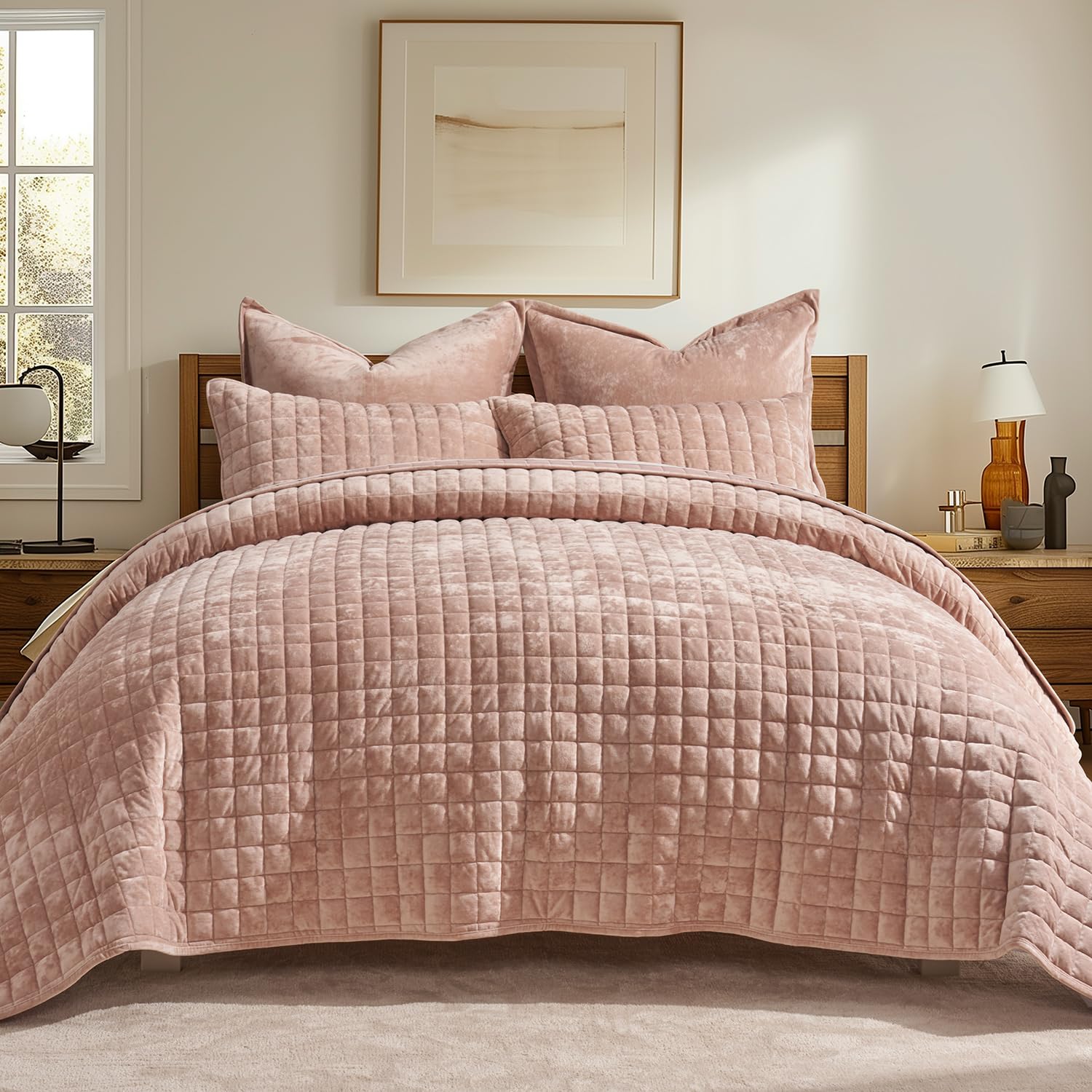 RECYCO Luxury Velvet Quilt King Size, Ultra Soft Velvet Bedding Sets ...