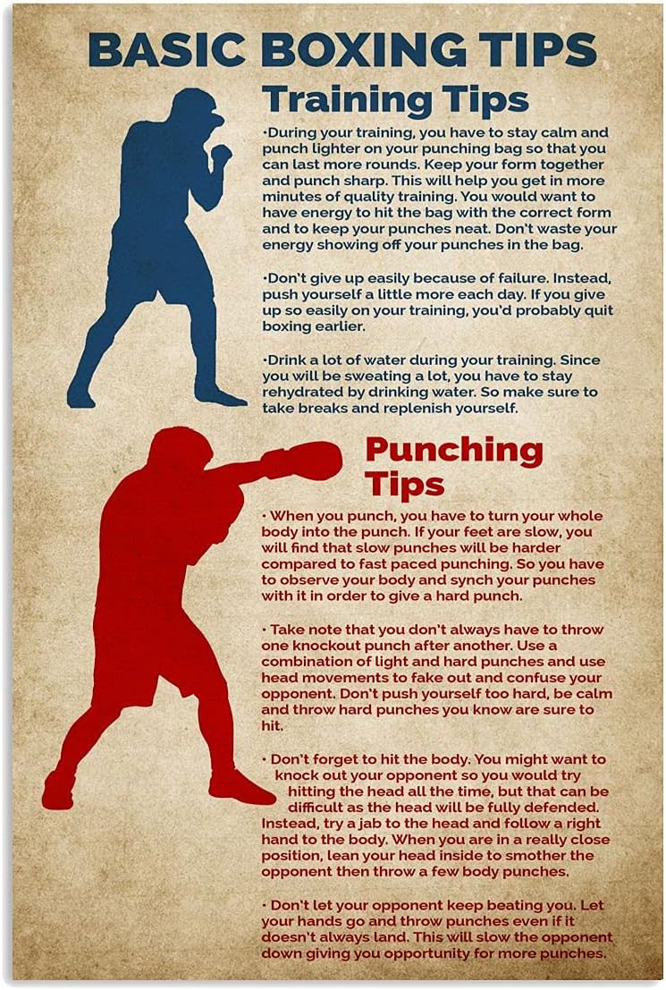 Amazon.com: Boxing Knowledge Retro Metal Tin Signs Basic Boxing Tips ...
