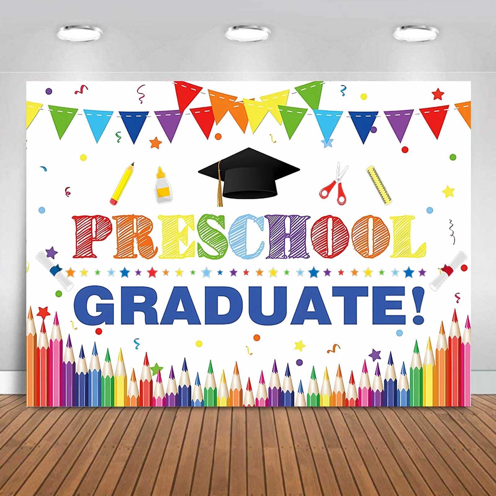 Amazon.com : MAQTT 72x60 in White Preschool Graduate Backdrop Pre ...