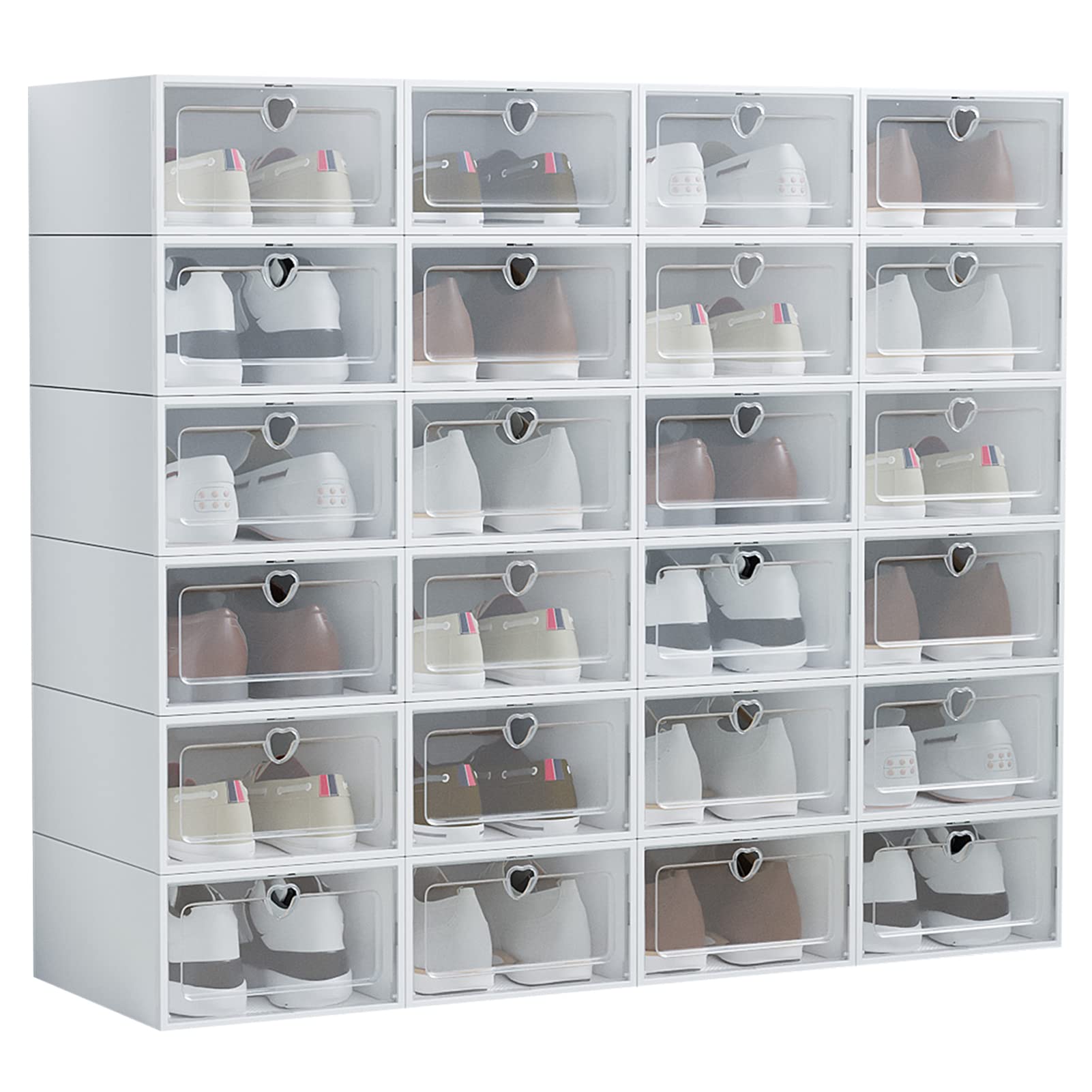 Buy DAYONG Shoe Storage Box Shoe Box,24 Pack Clear Plastic Clamshell ...
