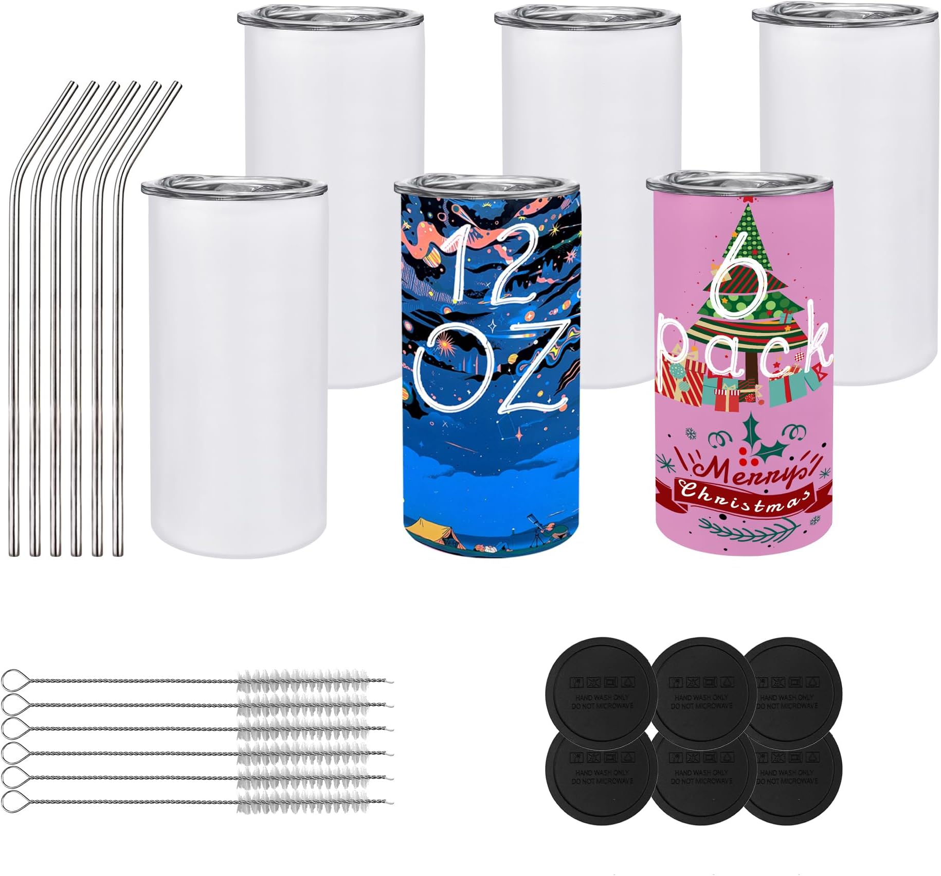 Amazon.com: JYLJINGYULI 6 Pack 12 oz Sublimation Tumblers Blanks, 12oz ...