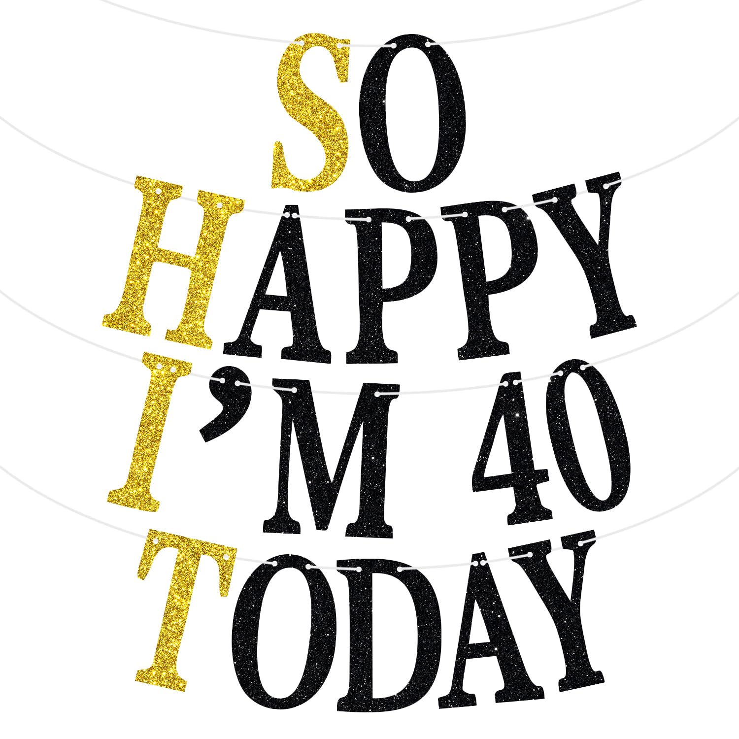 Amazon.com: Tivurcia So Happy I'm 40 Today Banner, Funny 40th Bunting ...