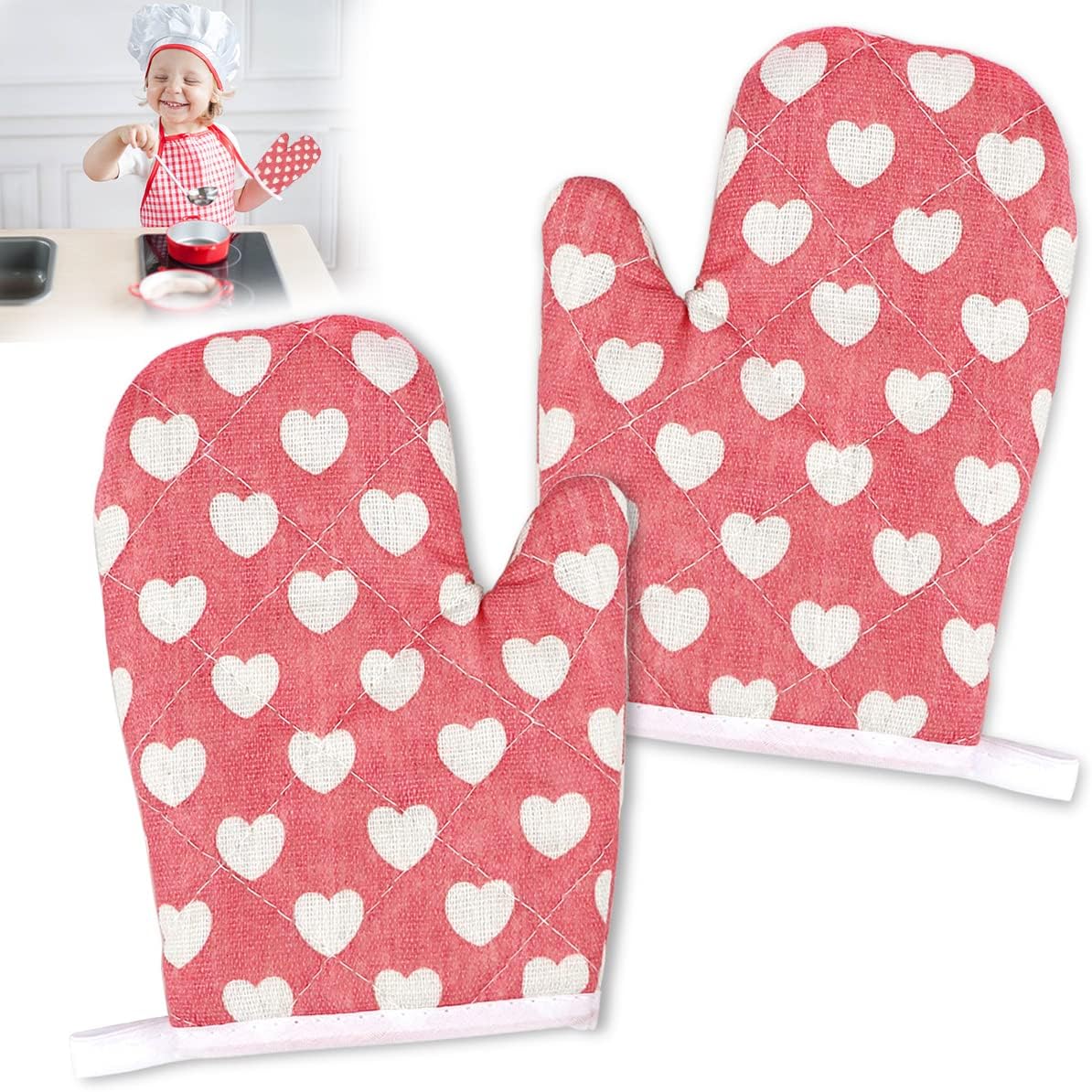 Amazon.com: Oven Mitts, Premium Heat Resistant Kitchen Gloves Cotton ...
